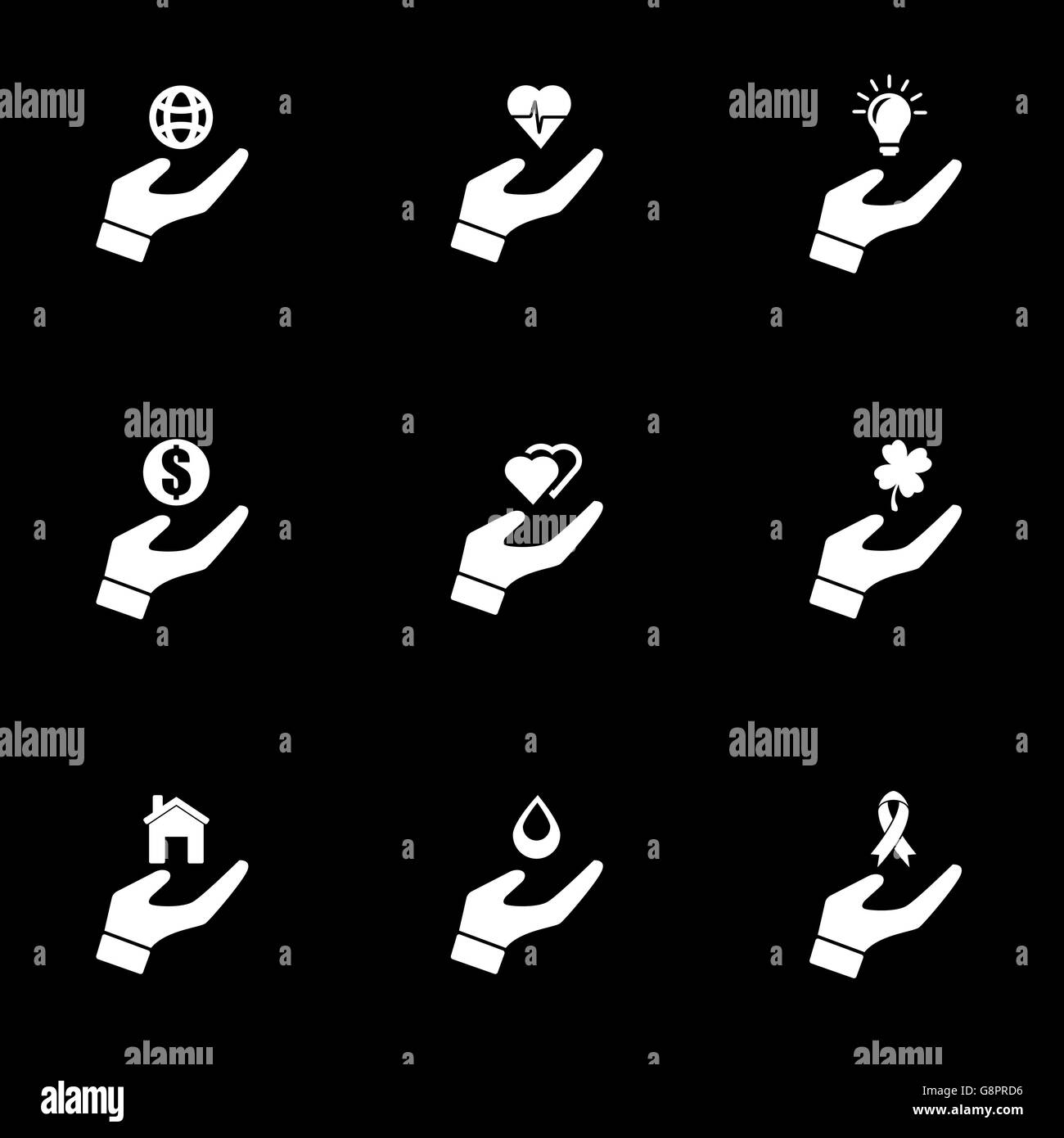 Vector white insurance hand icon set Stock Vector Image & Art - Alamy