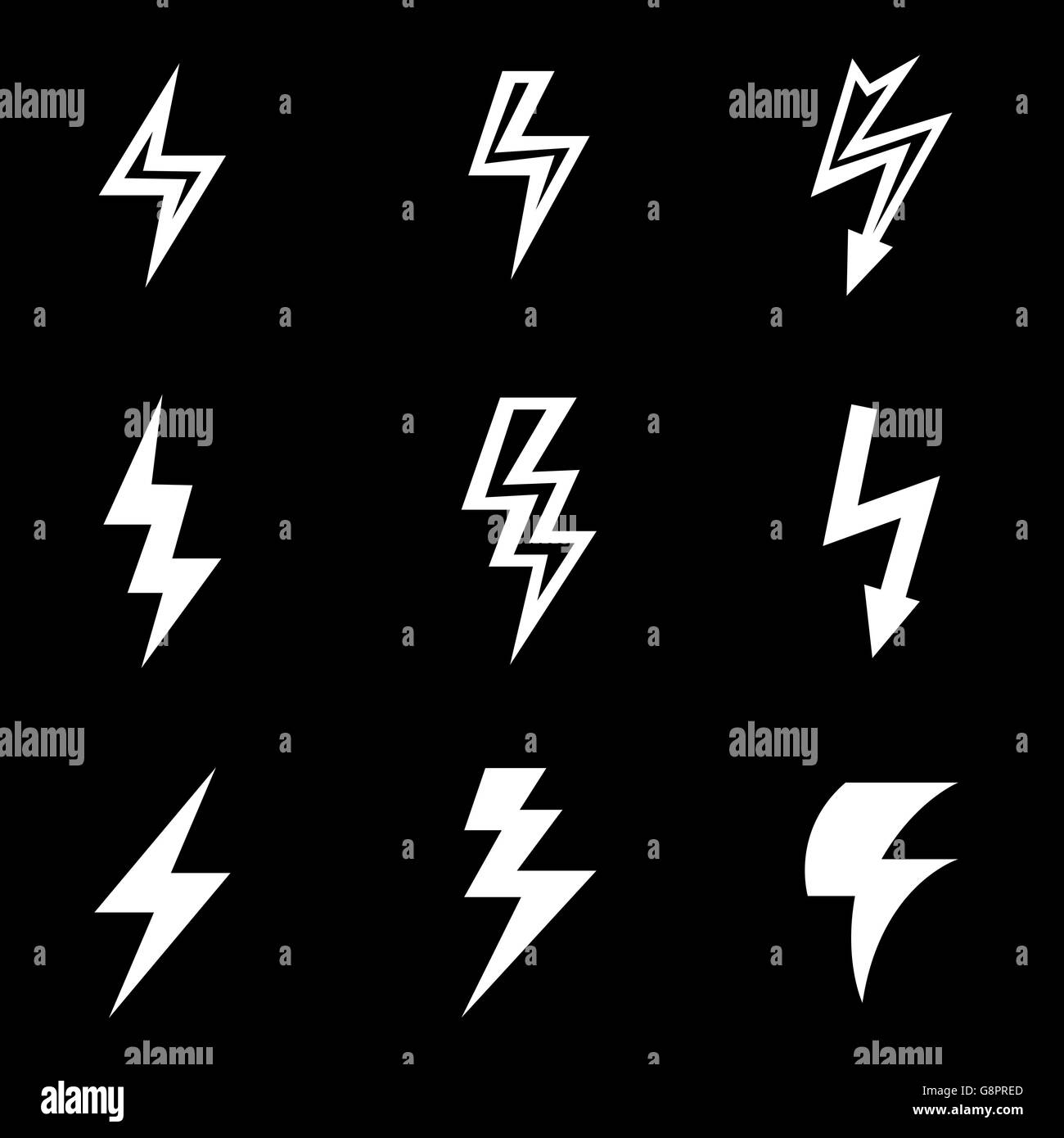 Vector white lightning icon set Stock Vector Image & Art - Alamy