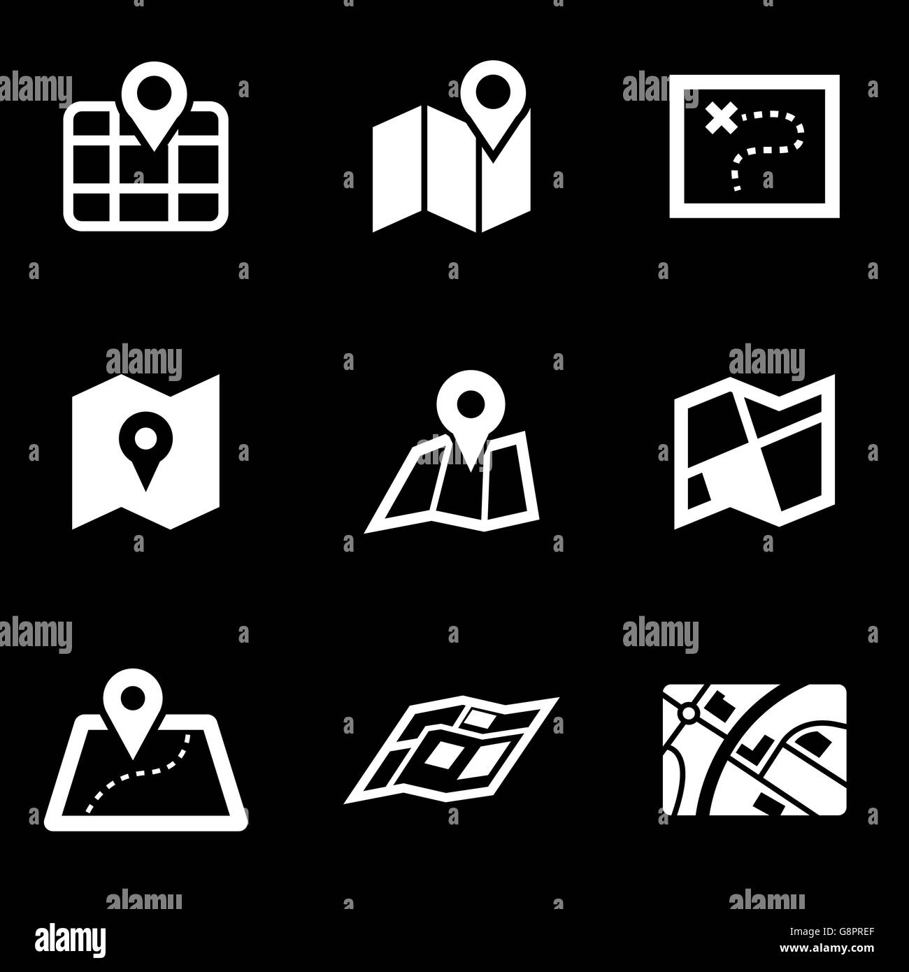 Vector white map icon set Stock Vector Image & Art - Alamy