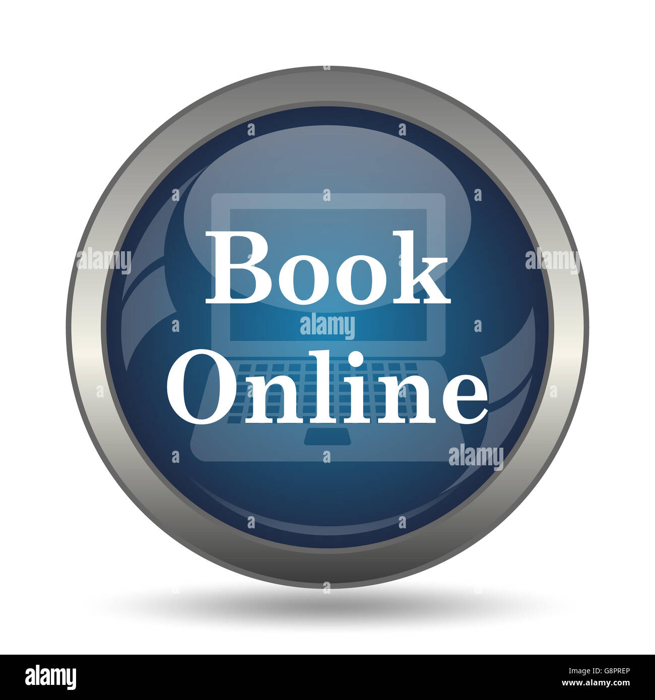 Book online icon. Internet button on white background Stock Photo - Alamy