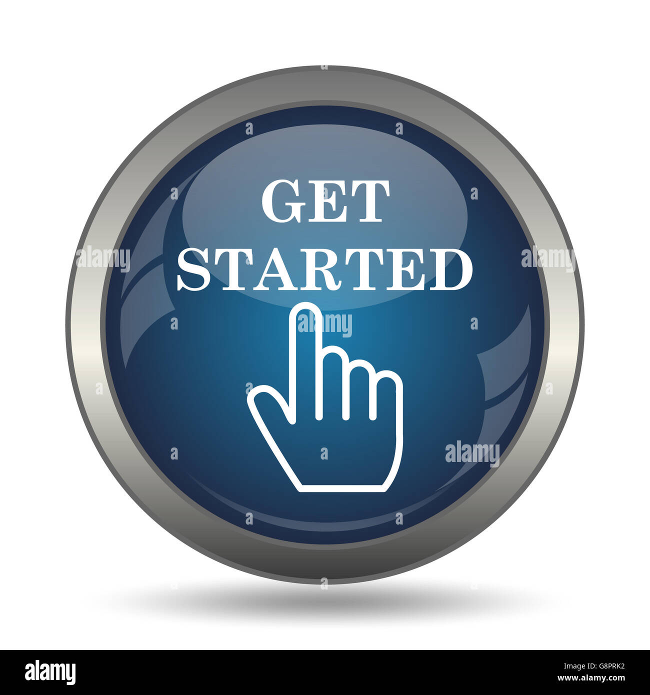 Get started icon. Internet button on white background Stock Photo - Alamy