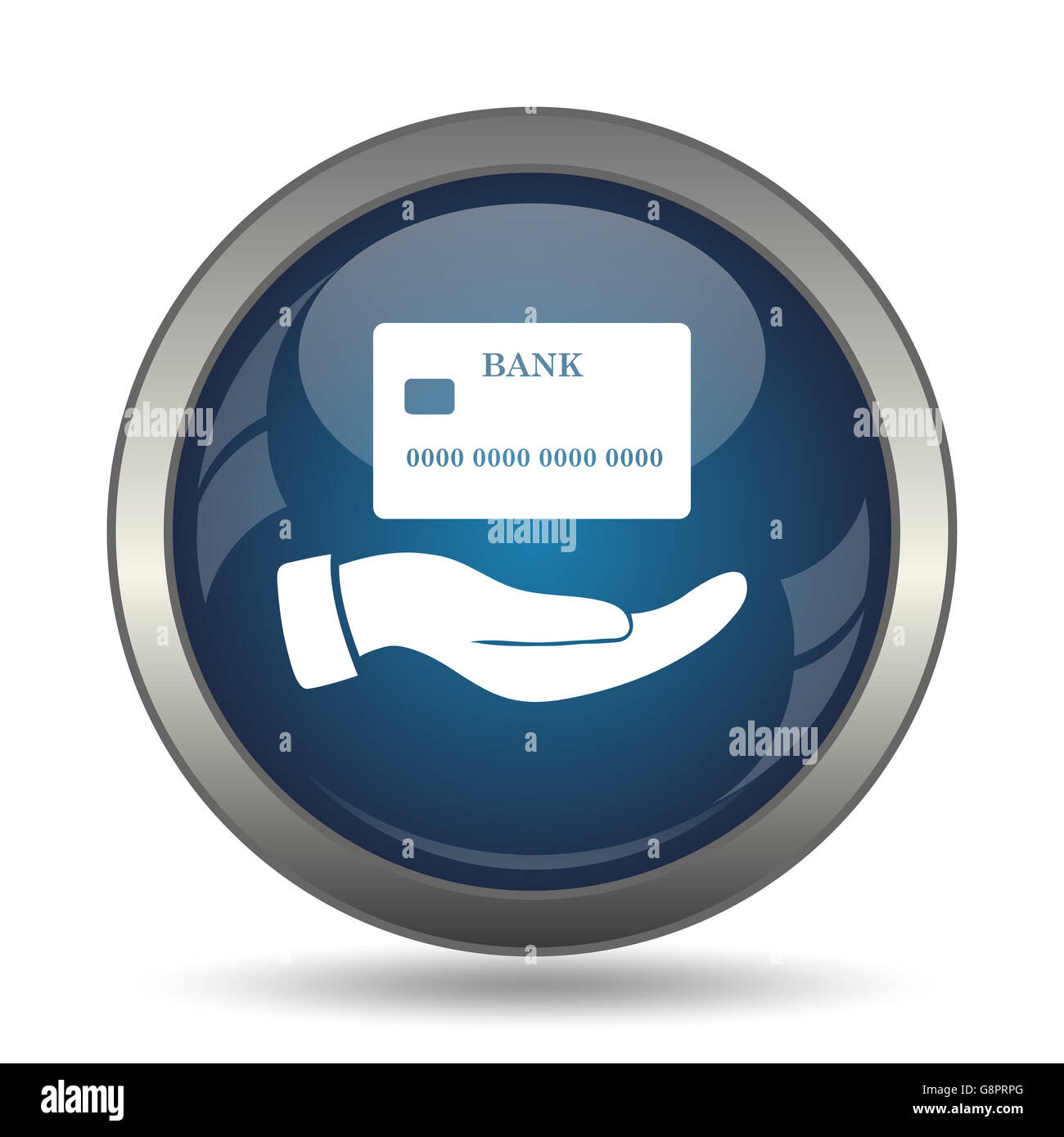 Hand holding credit card icon. Internet button on white background ...