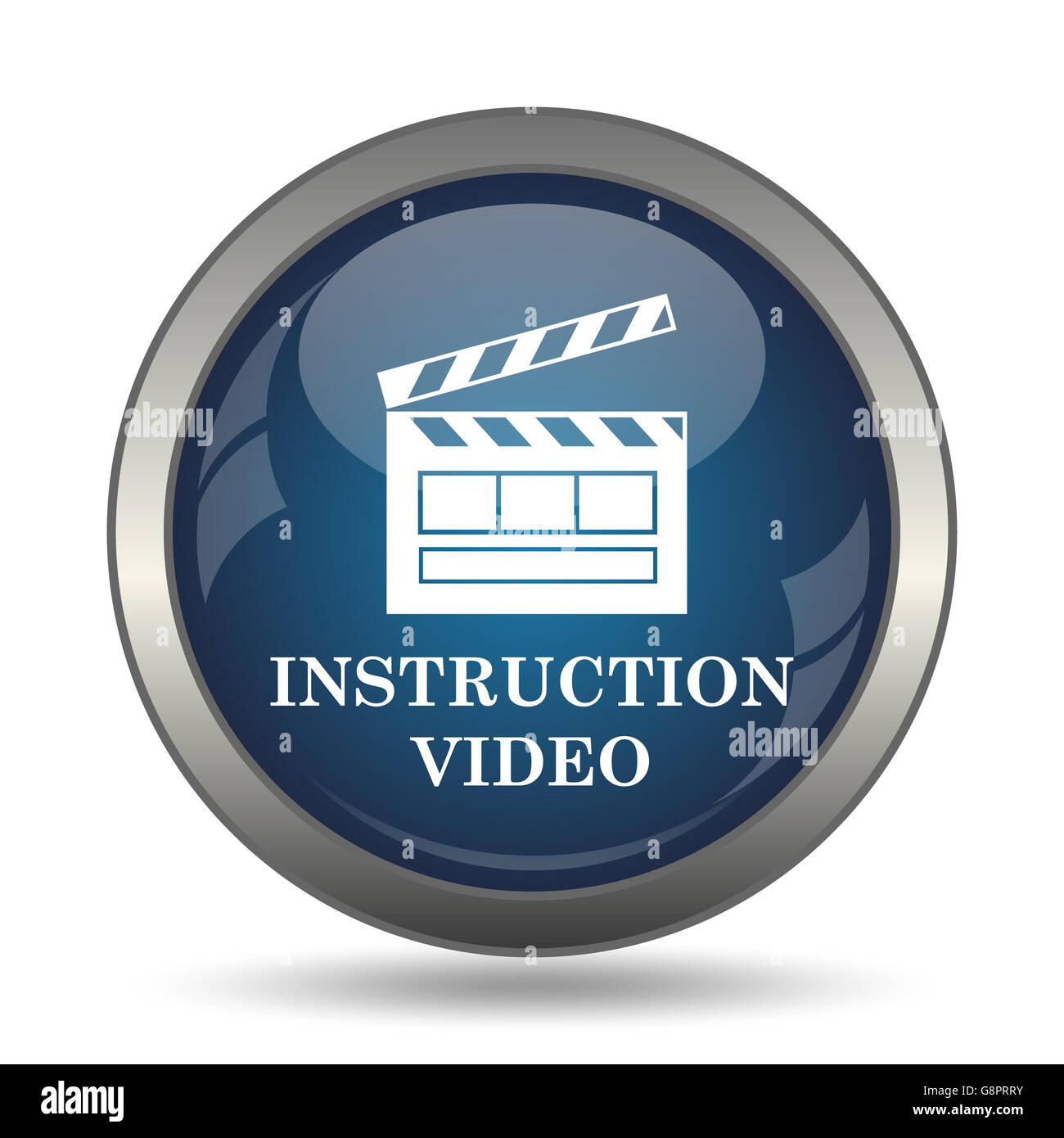 Instruction video icon. Internet button on white background Stock Photo ...