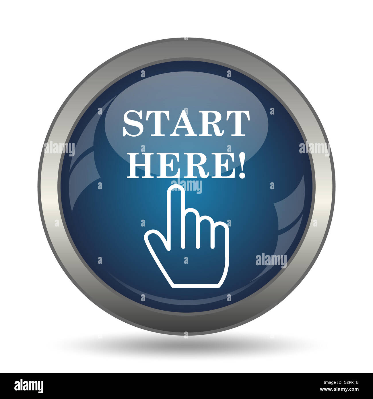 Start here icon. Internet button on white background Stock Photo - Alamy