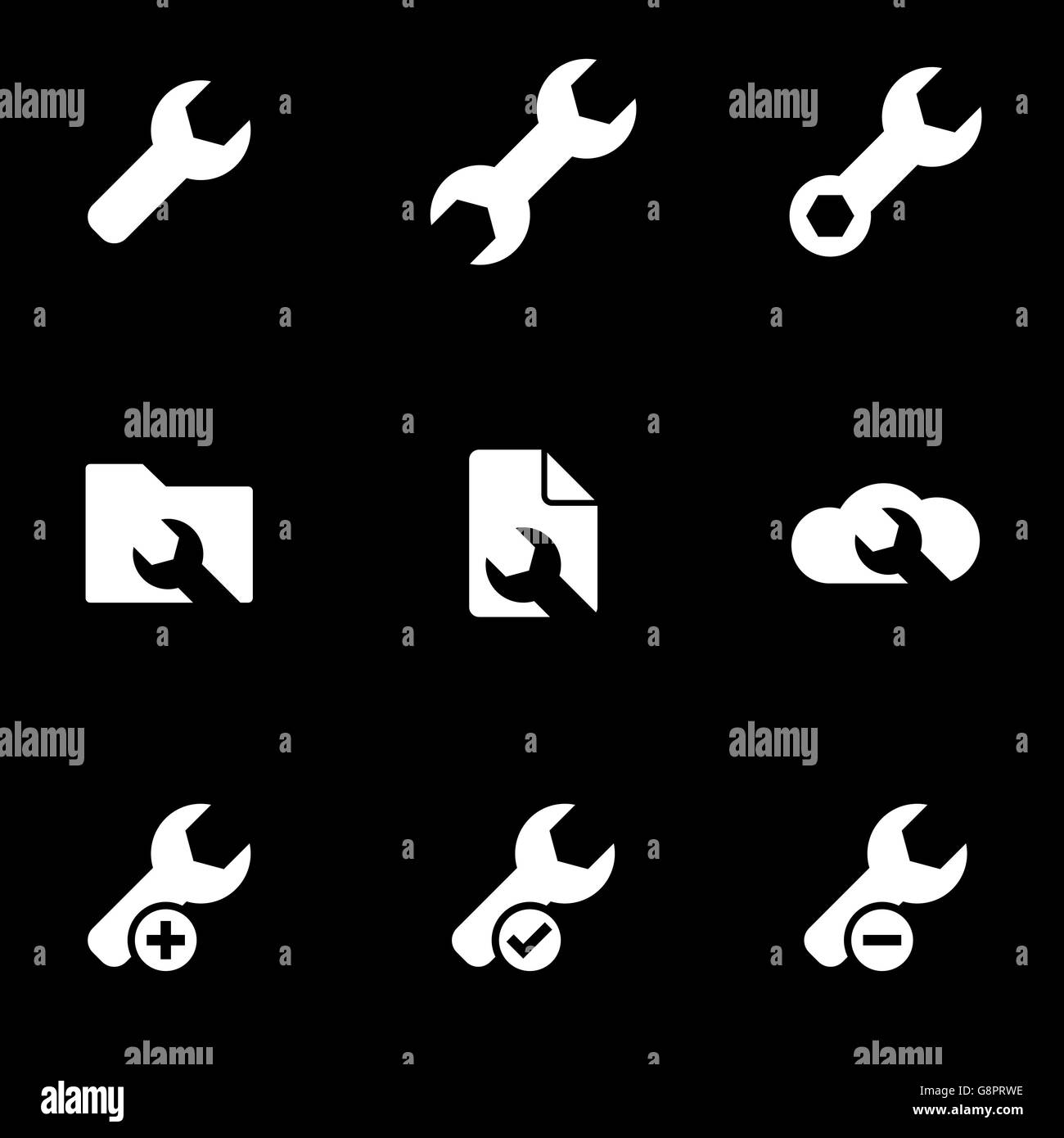 Vector white spanners icon set Stock Vector Image & Art - Alamy