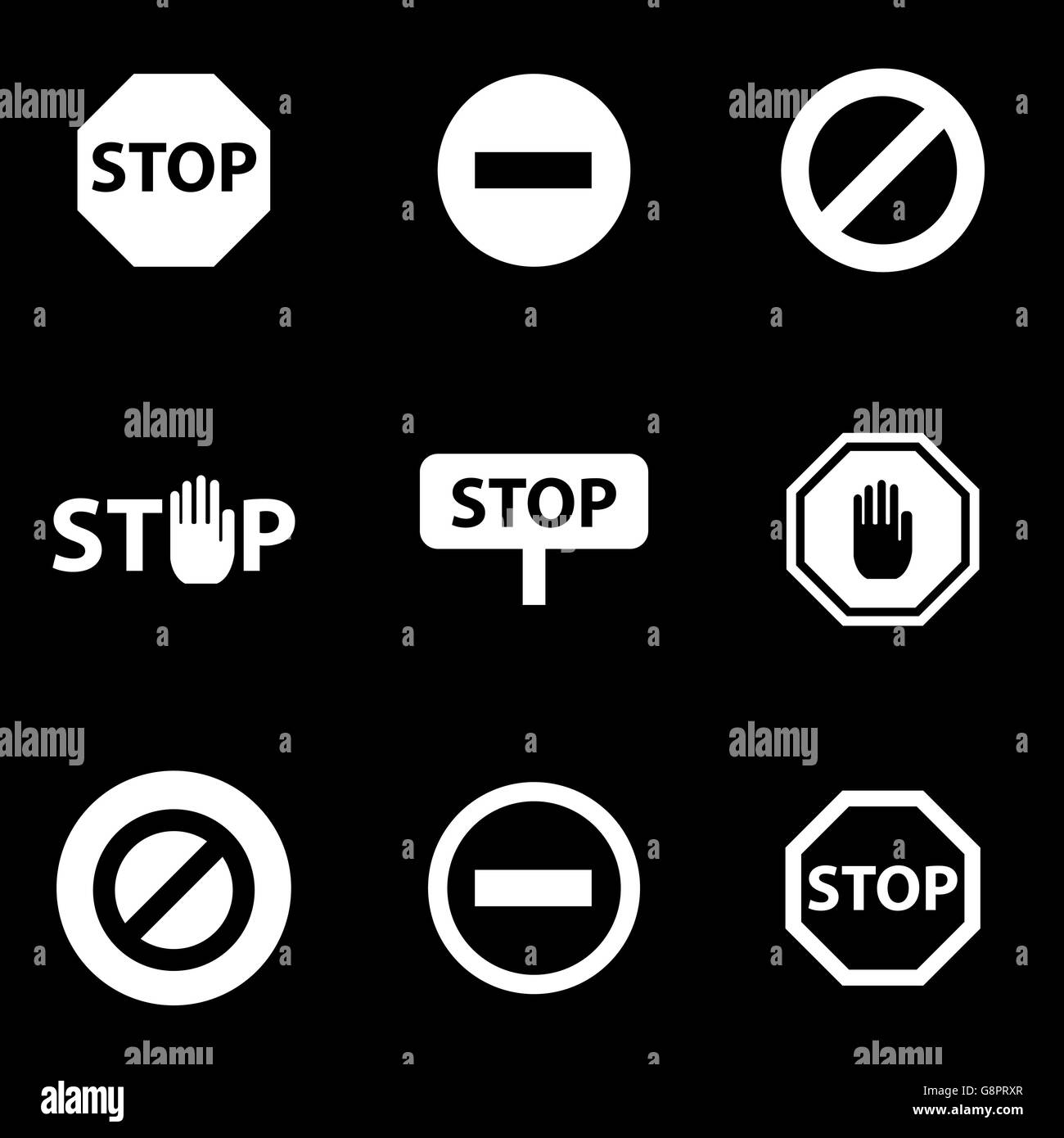 Vector black stop icon set Stock Vector Image & Art - Alamy