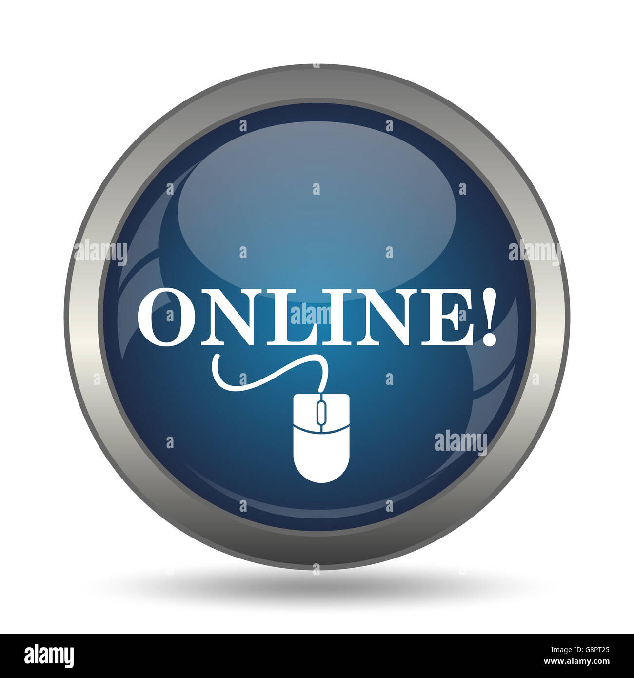 Online with mouse icon. Internet button on white background Stock Photo ...