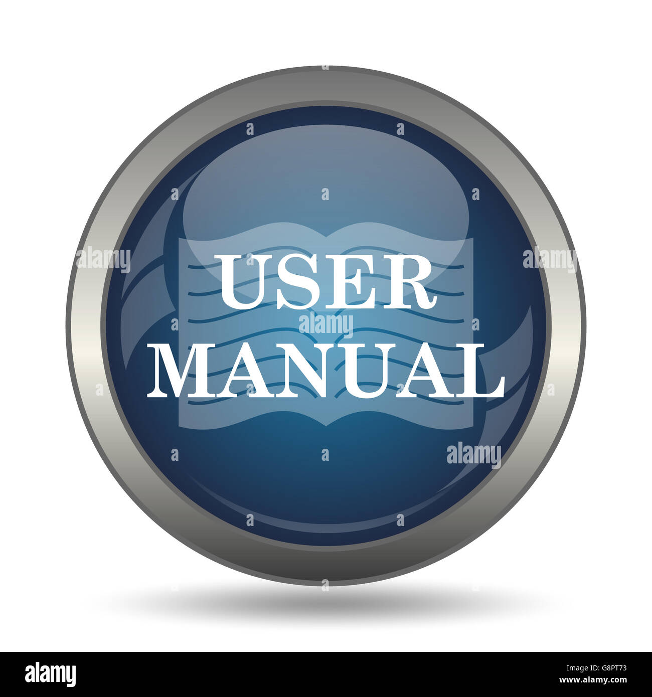 User manual icon. Internet button on white background Stock Photo - Alamy