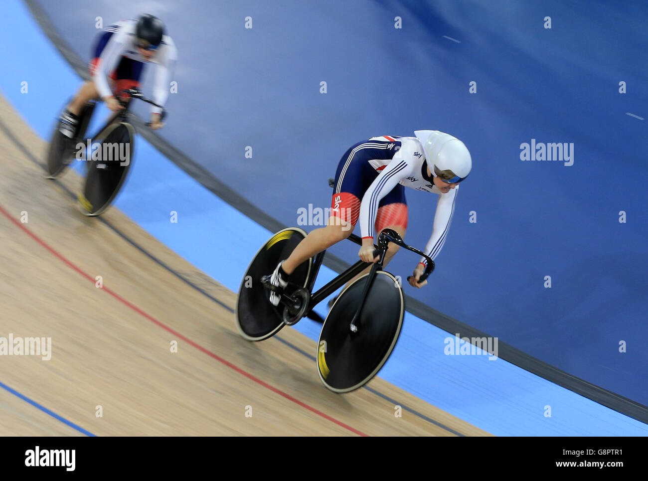 Great Britain's Jessica Varnish competes in the Women's Team Sprint ...