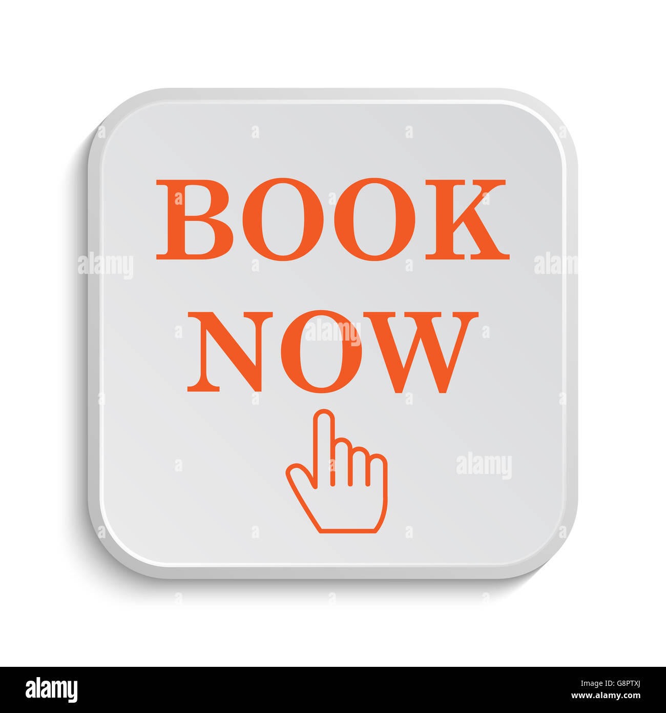 Book now icon. Internet button on white background Stock Photo - Alamy