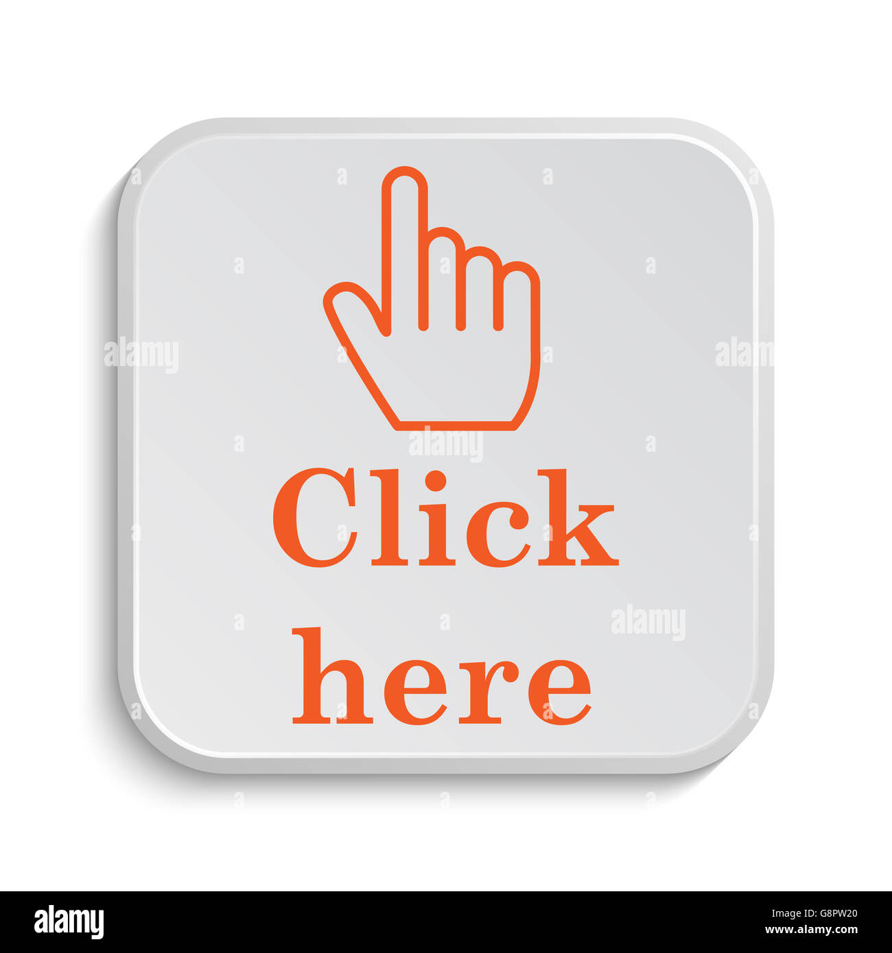 Click here icon. Internet button on white background Stock Photo - Alamy