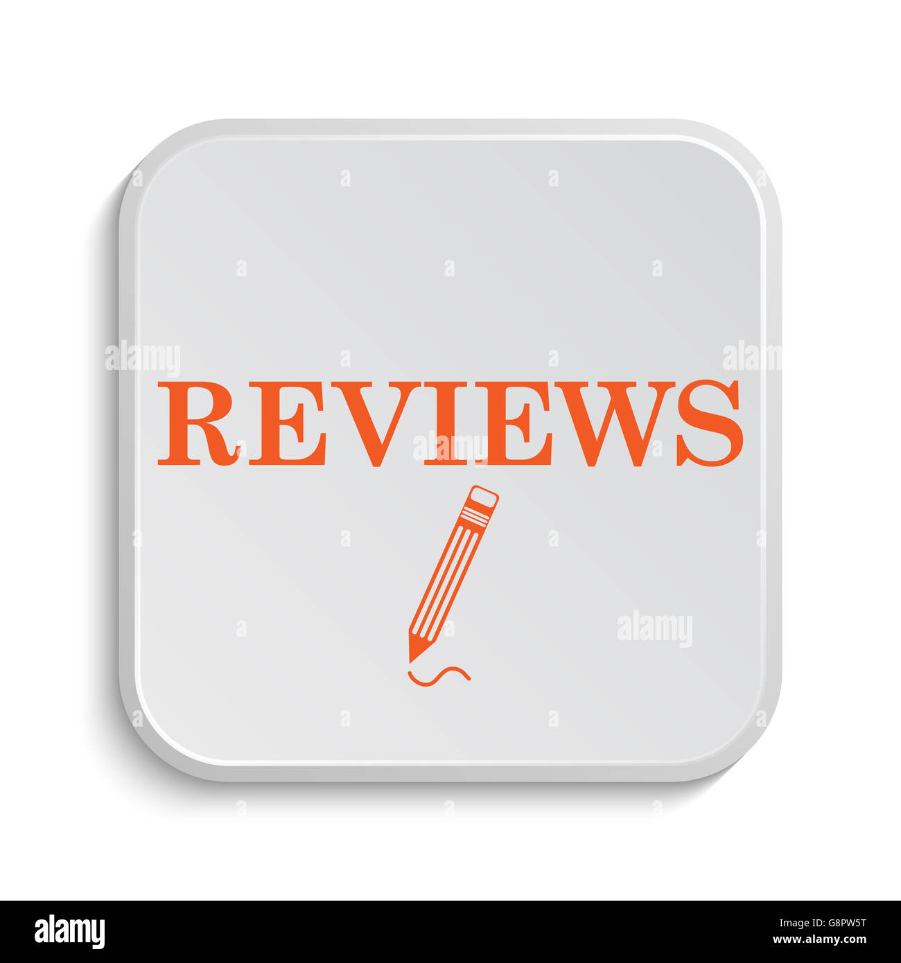 Reviews icon. Internet button on white background Stock Photo - Alamy