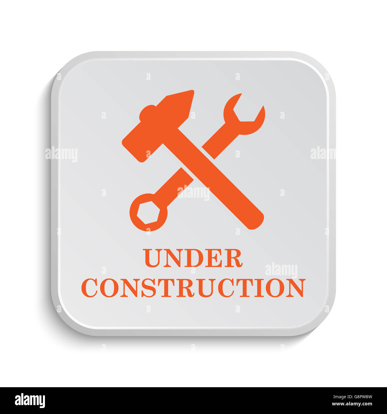 Under construction icon. Internet button on white background Stock ...