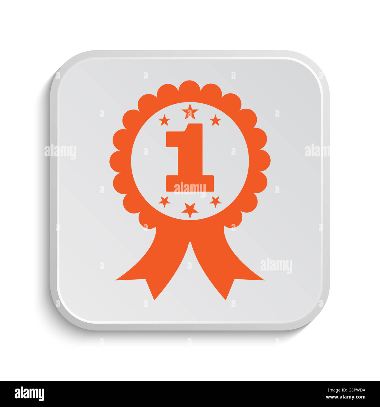 First prize ribbon icon. Internet button on white background Stock ...