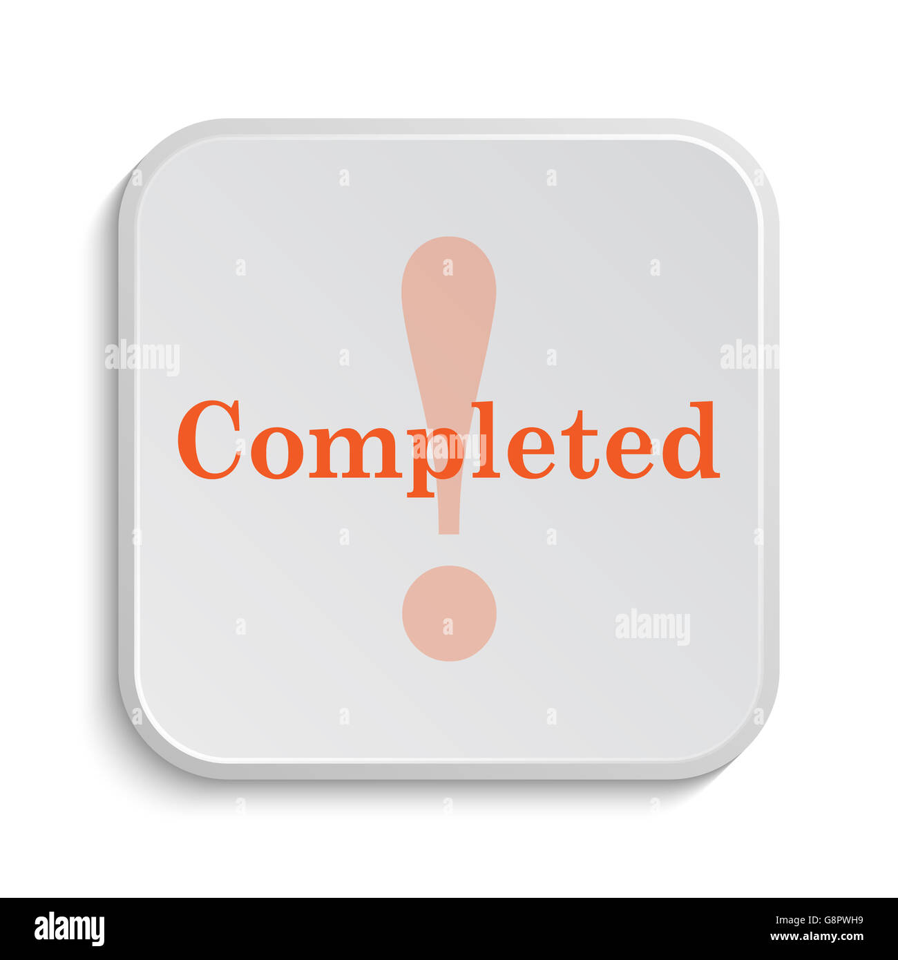 Completed icon. Internet button on white background Stock Photo - Alamy
