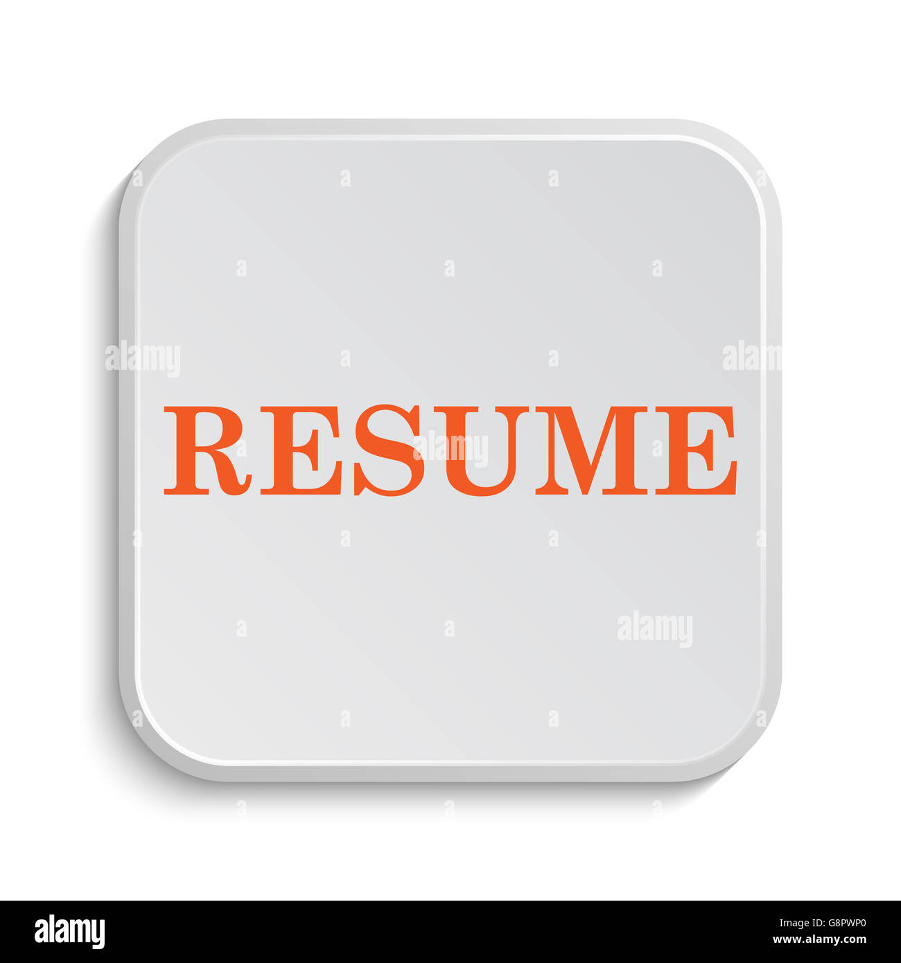 Resume icon. Internet button on white background Stock Photo - Alamy