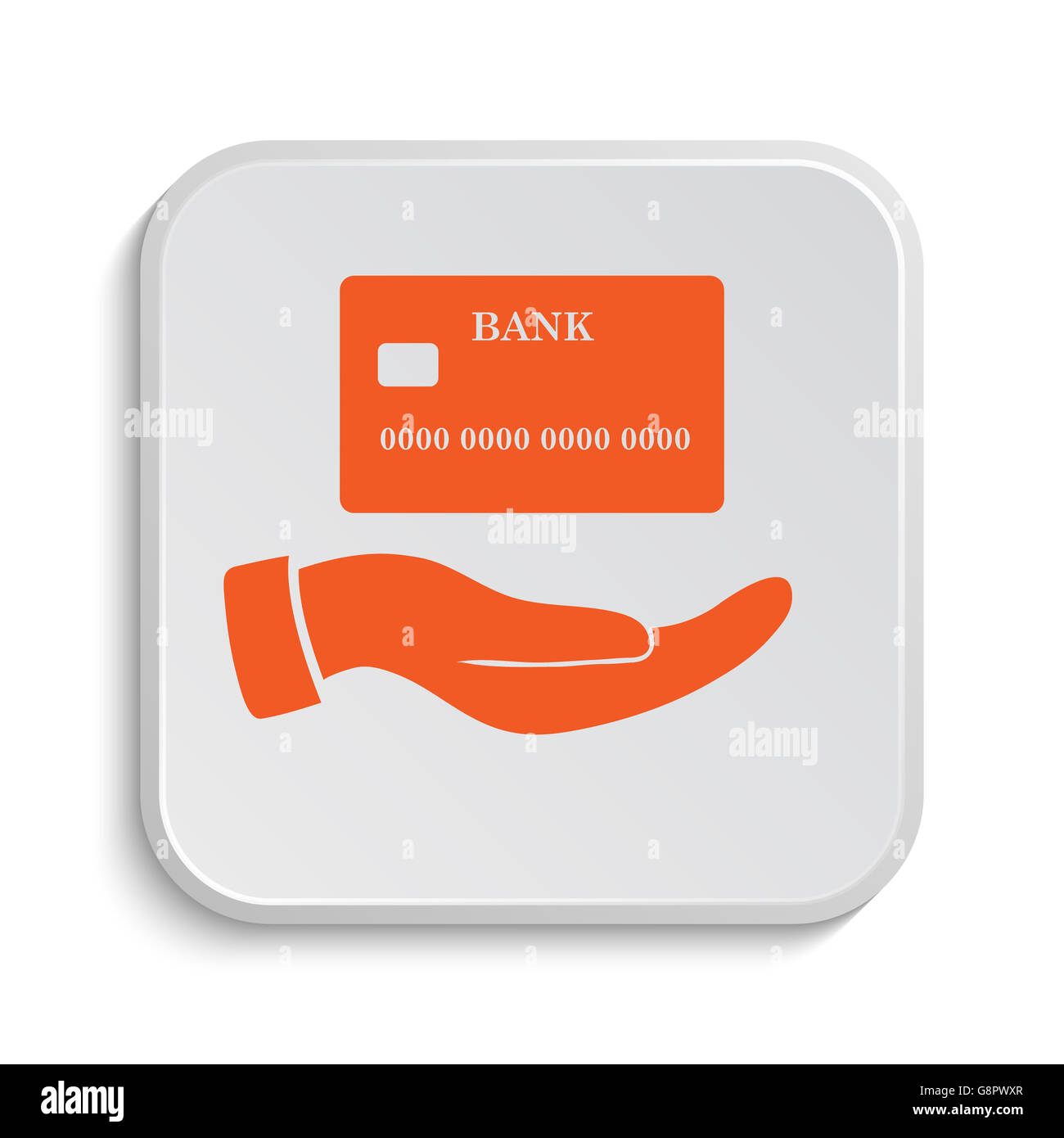 Hand holding credit card icon. Internet button on white background ...