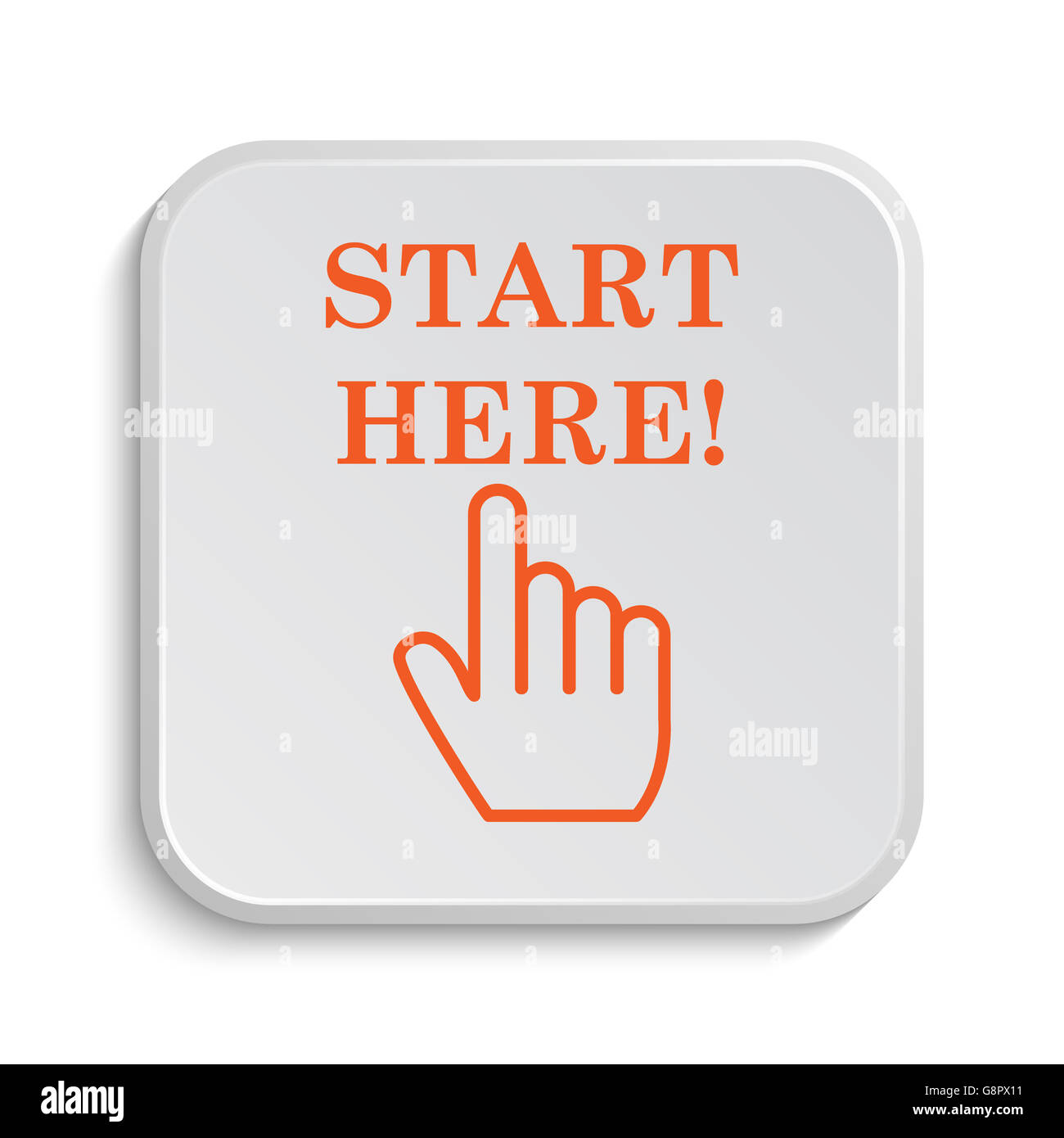 Start here icon. Internet button on white background Stock Photo - Alamy
