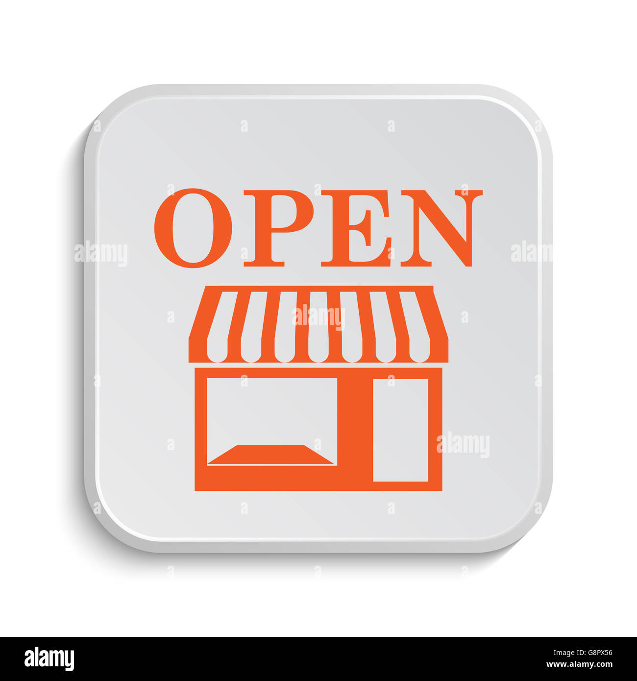 Open store icon. Internet button on white background Stock Photo - Alamy