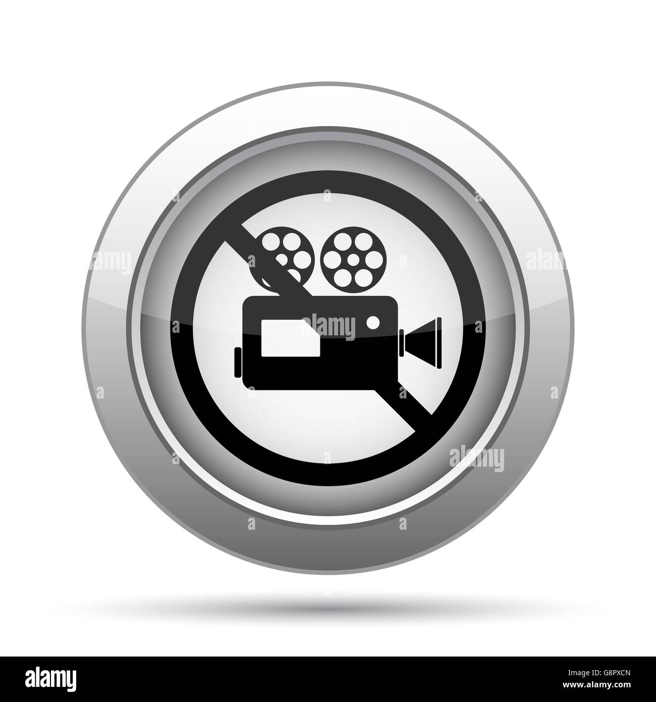 Forbidden video camera icon. Internet button on white background Stock ...