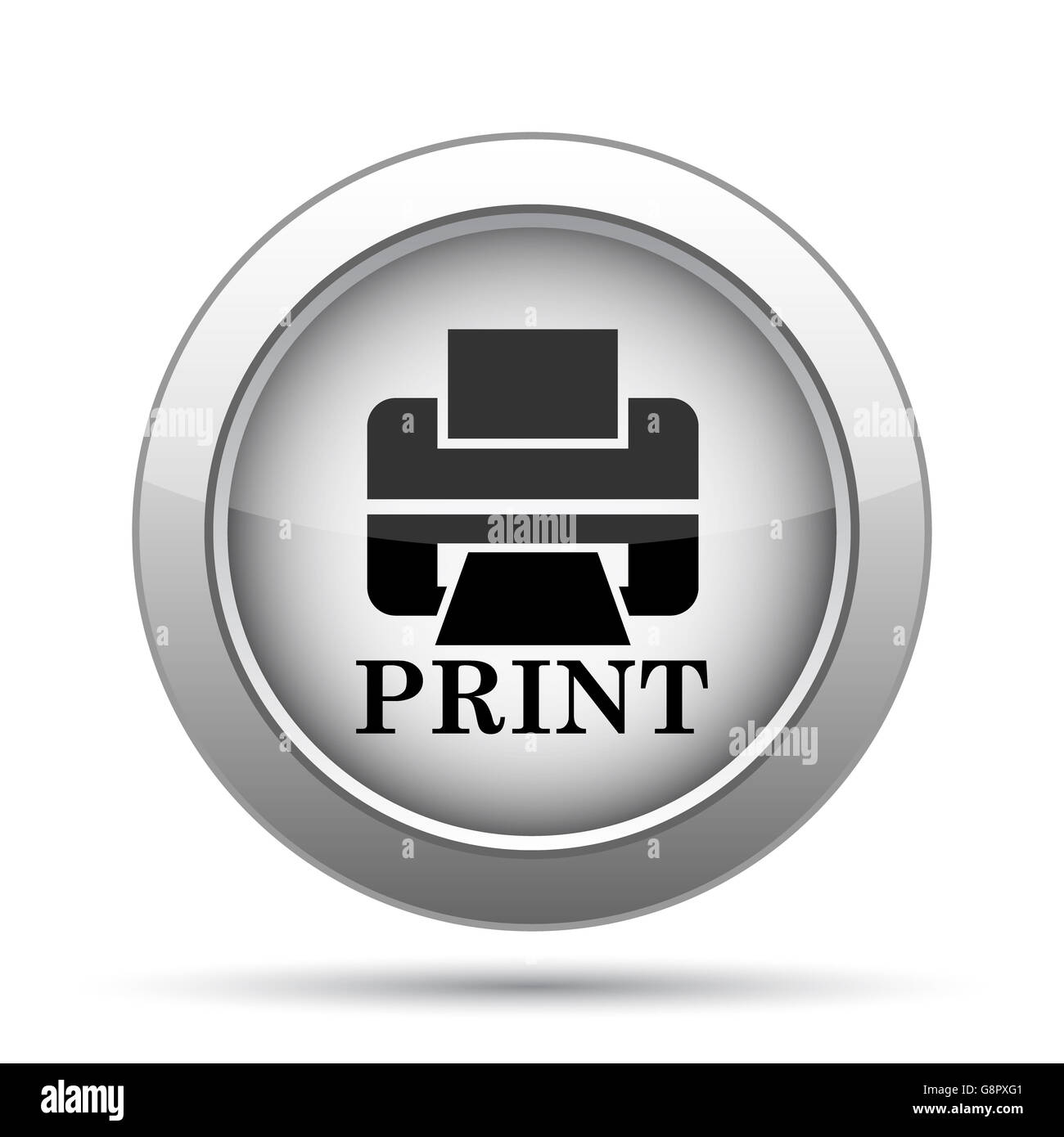 Printer with word PRINT icon. Internet button on white background Stock ...