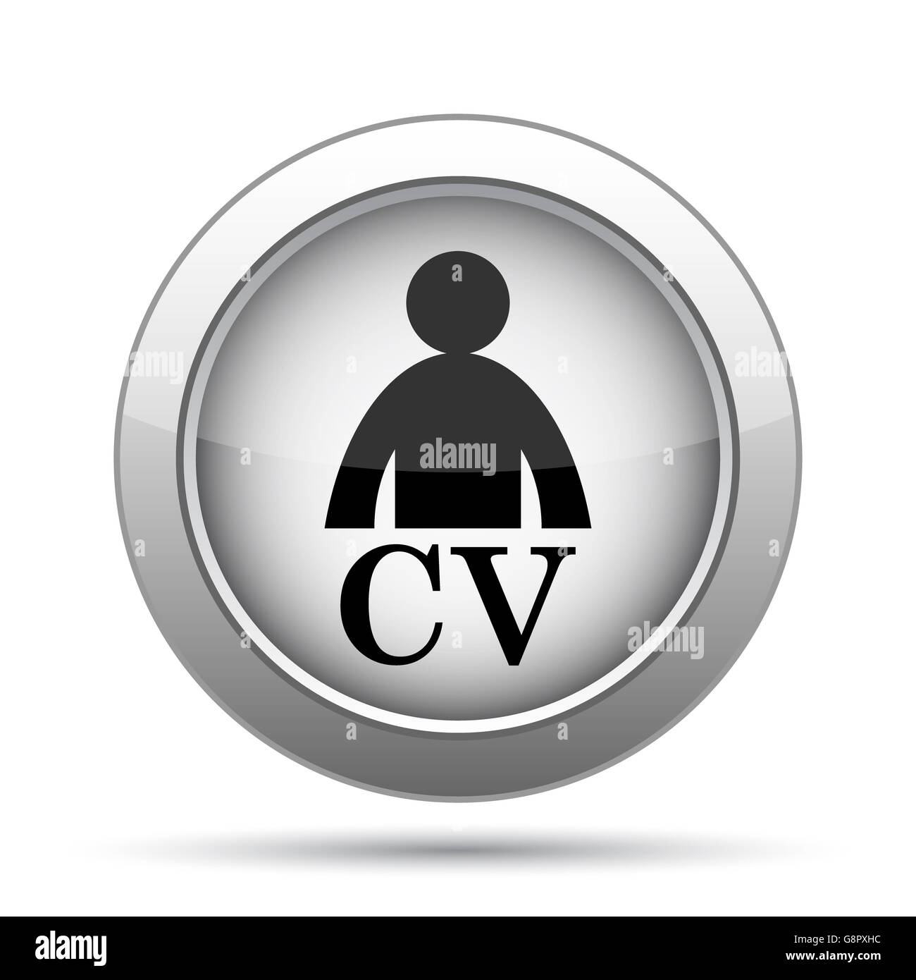 CV icon. Internet button on white background Stock Photo - Alamy
