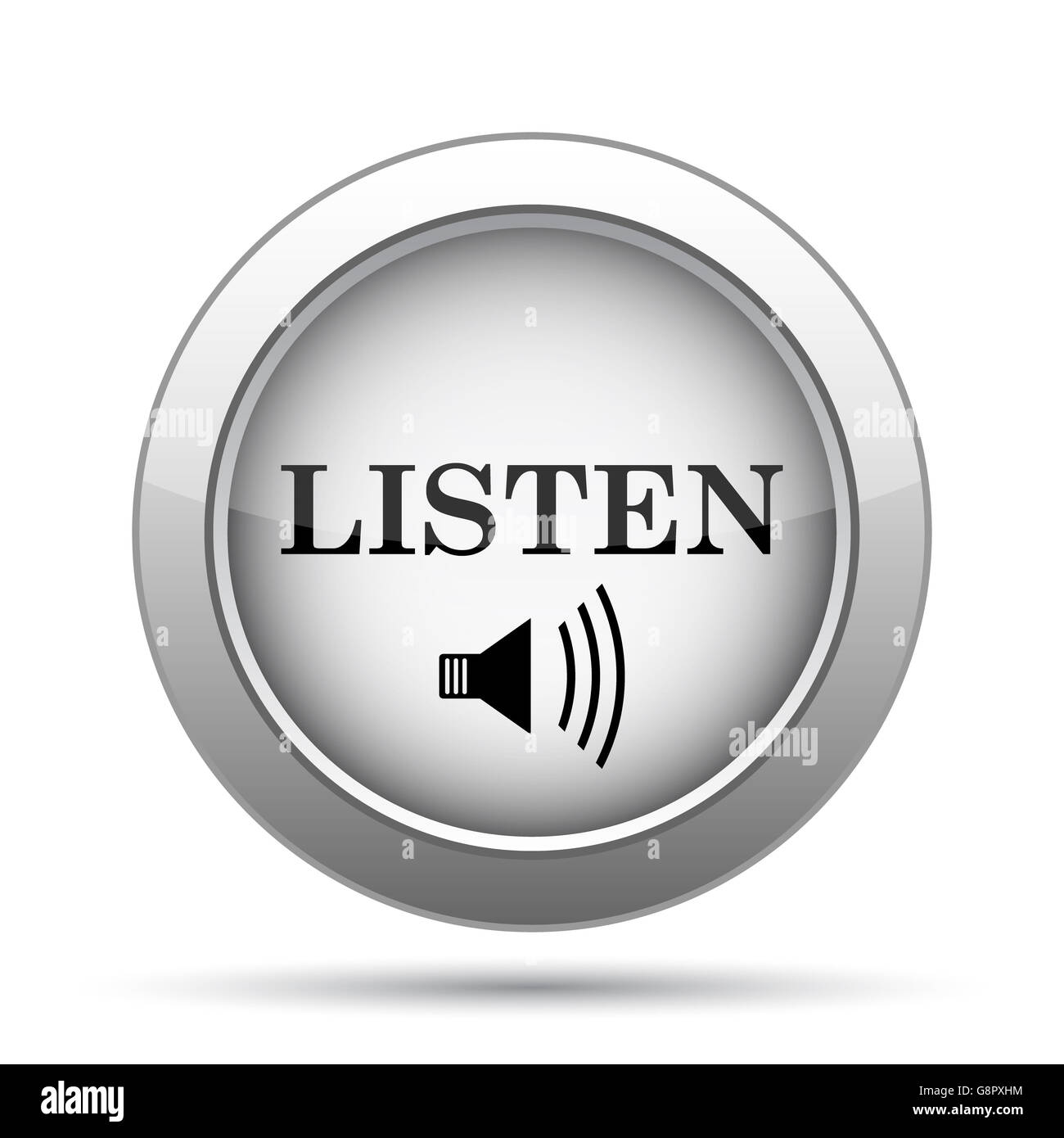 Listen icon. Internet button on white background Stock Photo - Alamy
