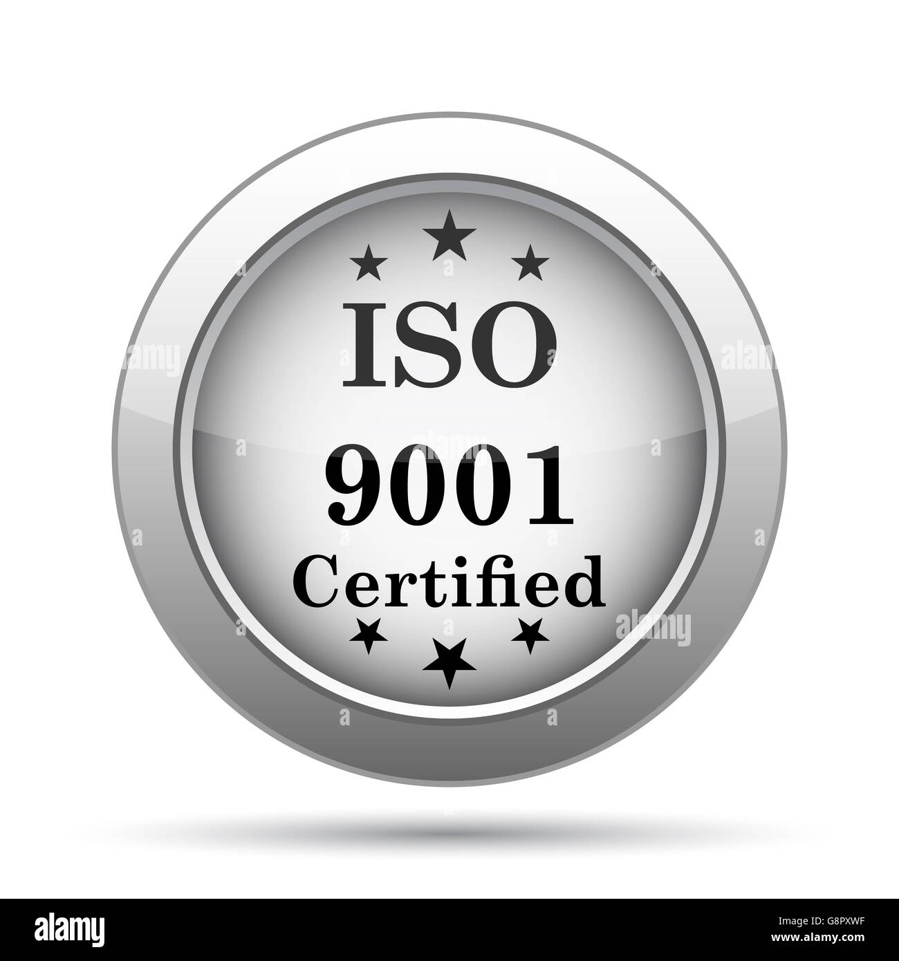 ISO9001 icon. Internet button on white background Stock Photo - Alamy