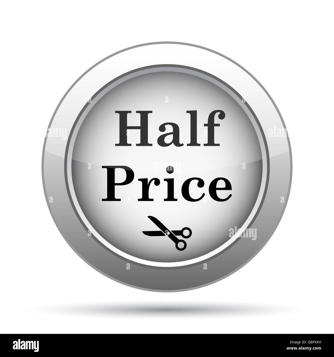 Half price icon. Internet button on white background Stock Photo - Alamy