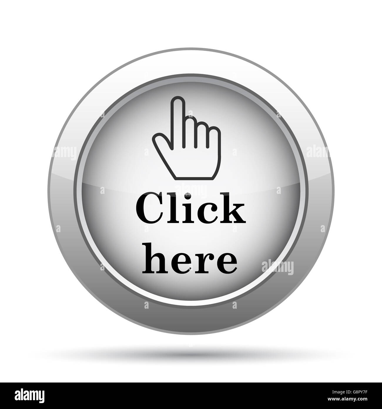 Click here icon. Internet button on white background Stock Photo - Alamy