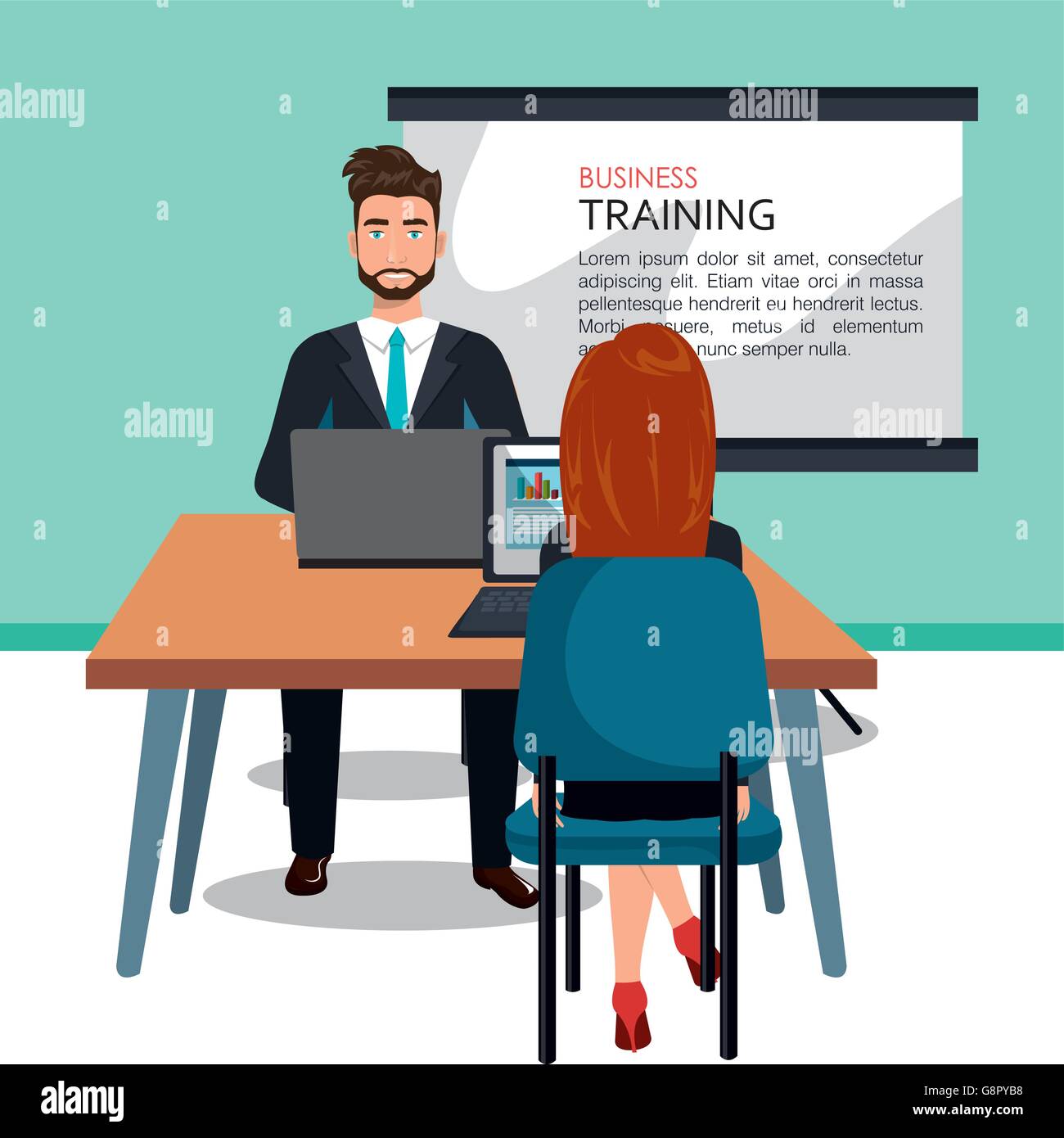 business people in training process isolated icon design Stock Vector ...