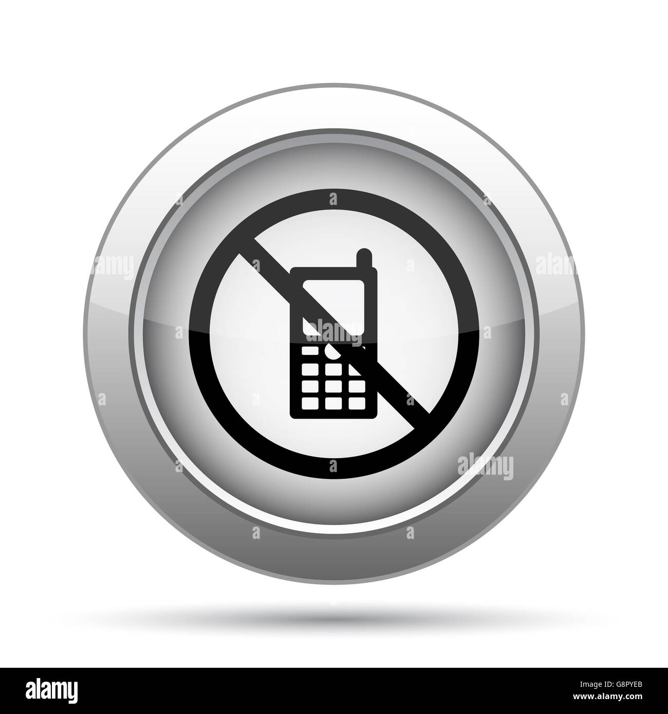 Mobile phone restricted icon. Internet button on white background Stock ...