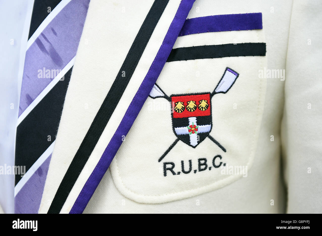 Detailed view of a club badge of Reading University Boat Club on a ...