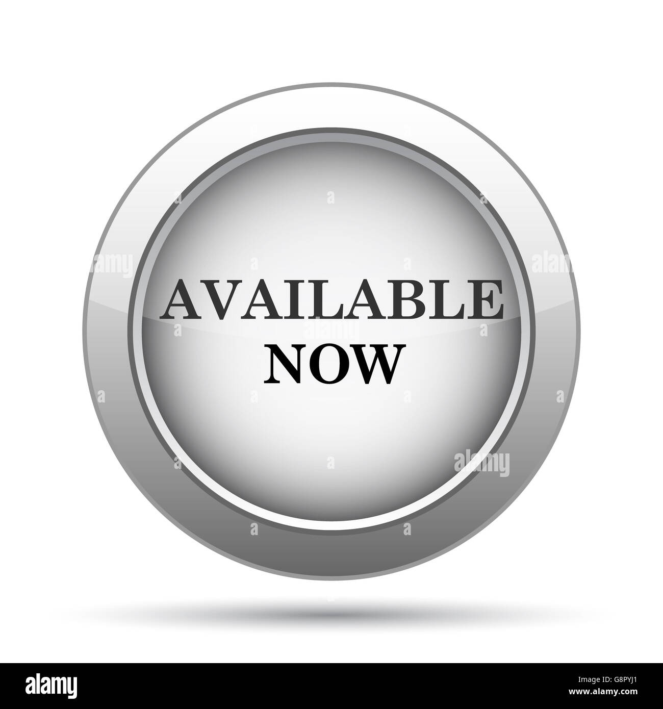 Available now icon. Internet button on white background Stock Photo - Alamy