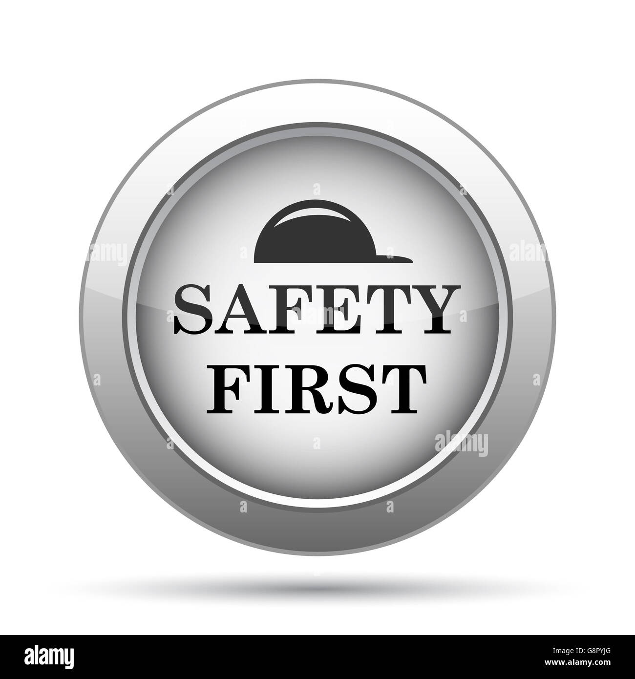 Safety first icon. Internet button on white background Stock Photo - Alamy