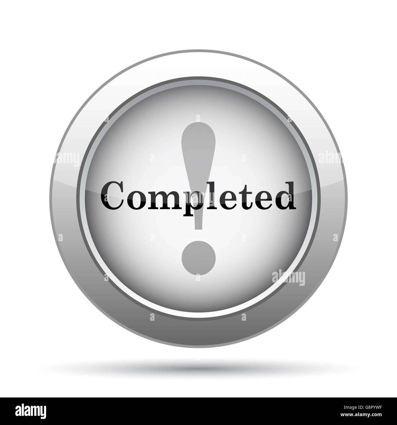 Completed icon. Internet button on white background Stock Photo - Alamy