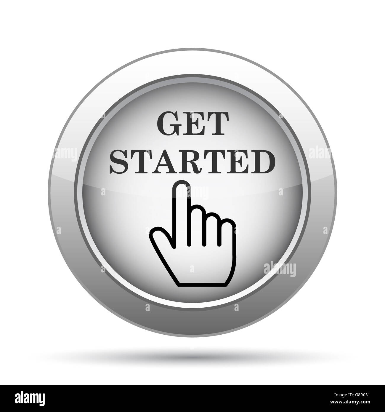 Get started icon. Internet button on white background Stock Photo - Alamy