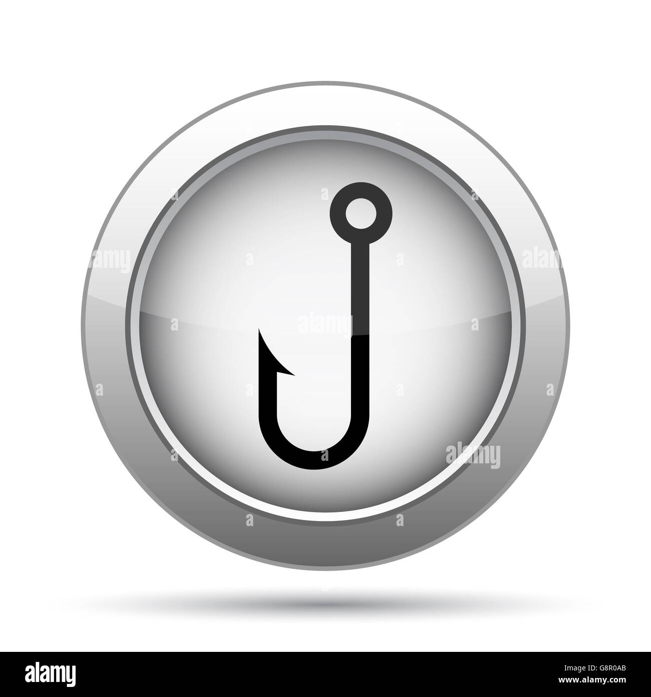 Fish hook icon. Internet button on white background Stock Photo - Alamy
