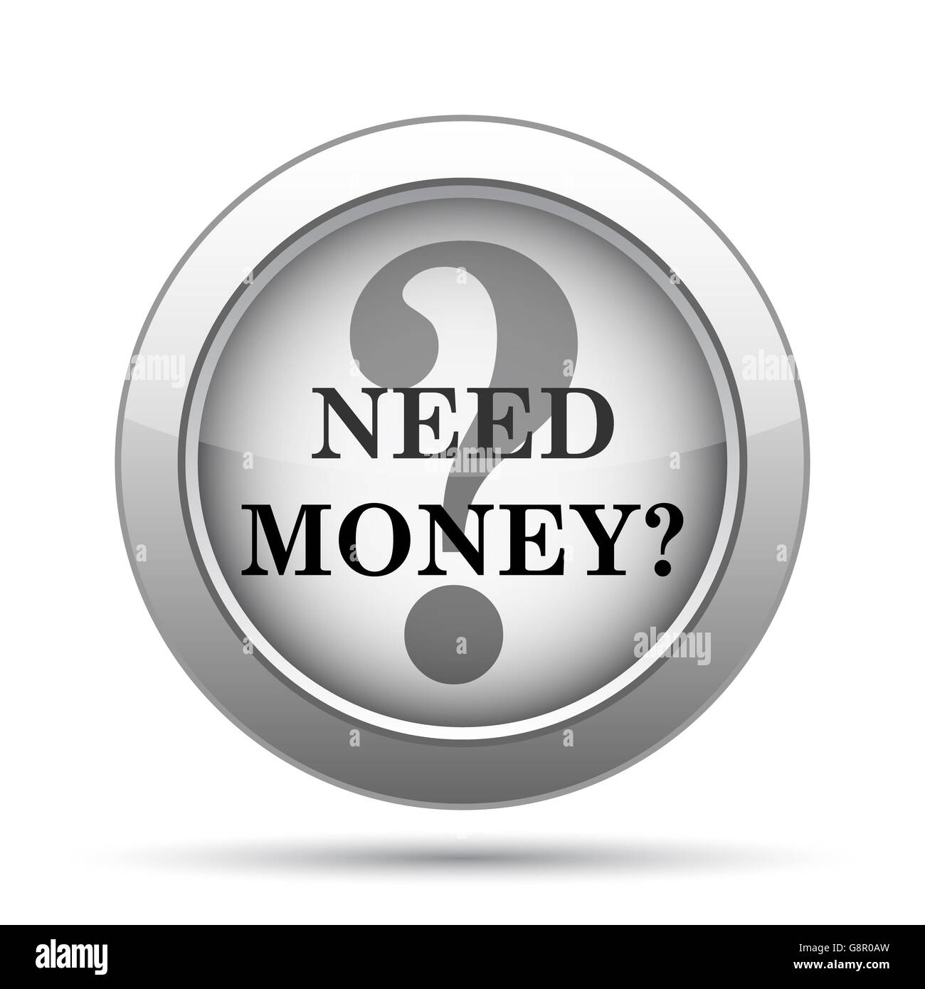 Need money icon. Internet button on white background Stock Photo - Alamy
