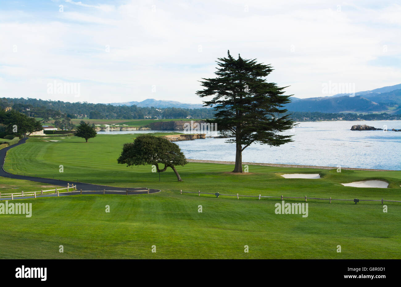 Pebble Beach California famous hole number 18 at Pebble Beach Golf ...