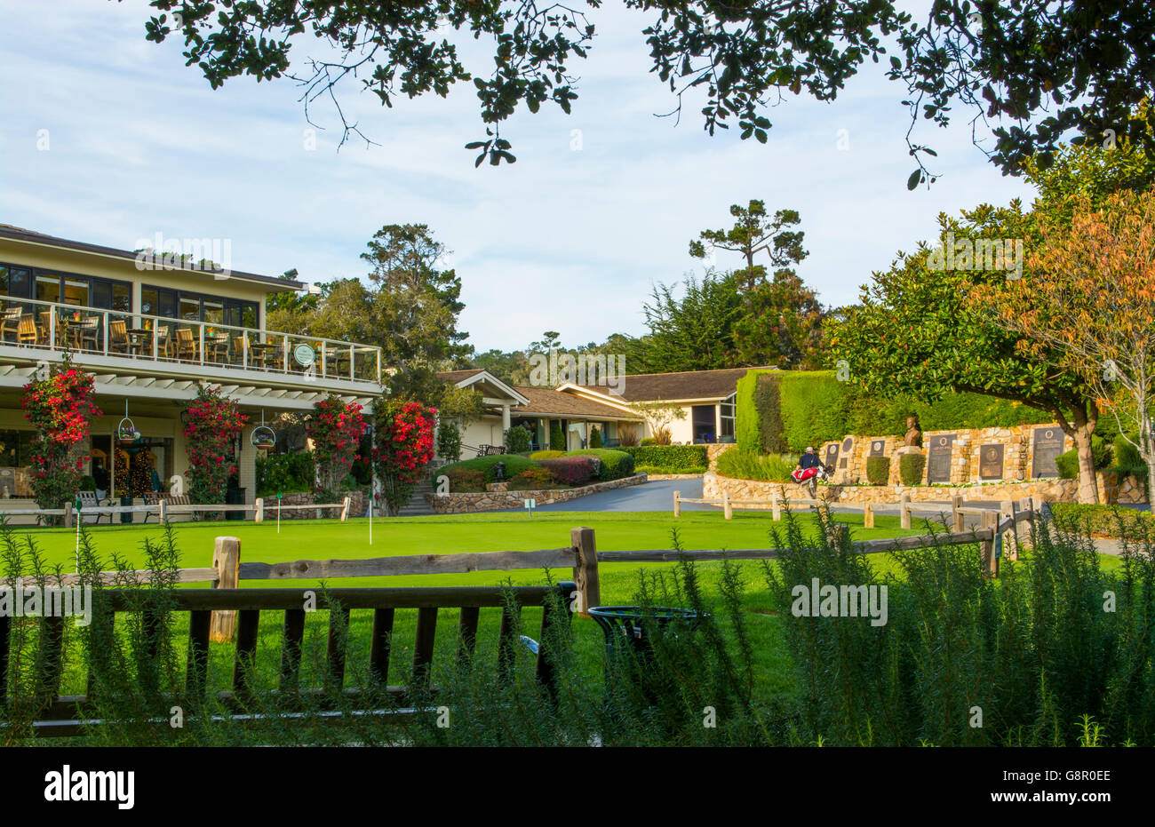 Pebble Beach California shops and putting green at Pebble Beach Golf ...