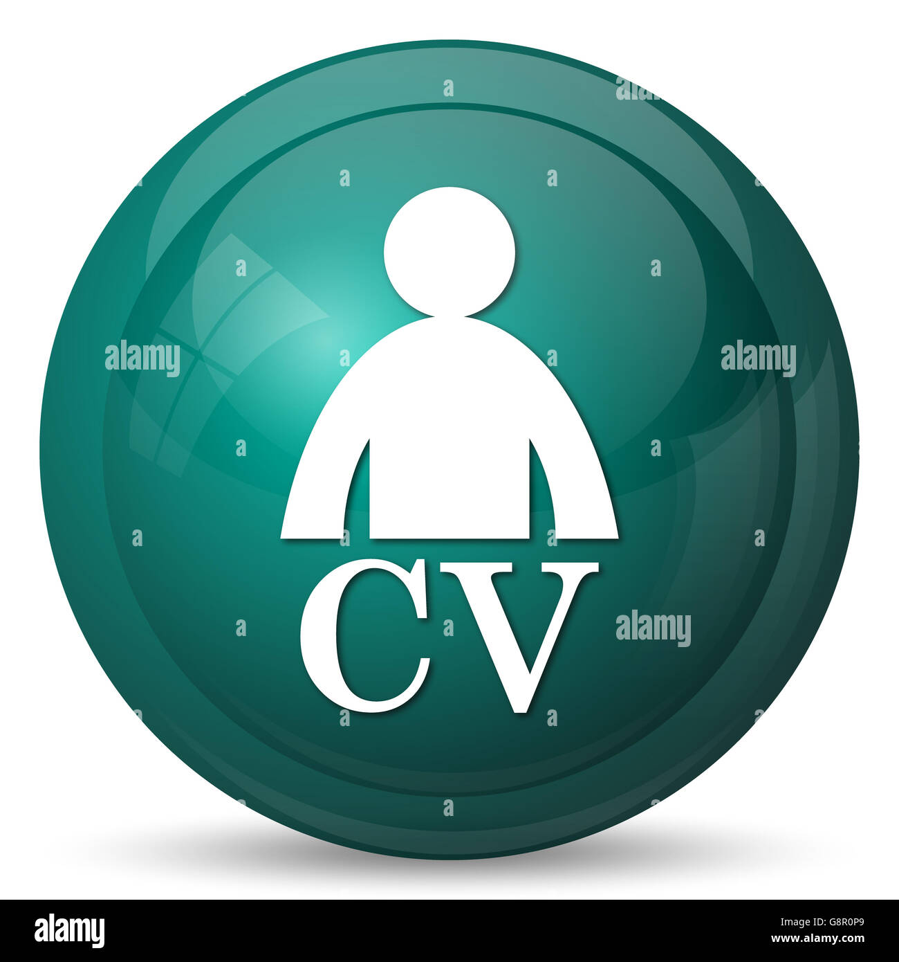 CV icon. Internet button on white background Stock Photo - Alamy