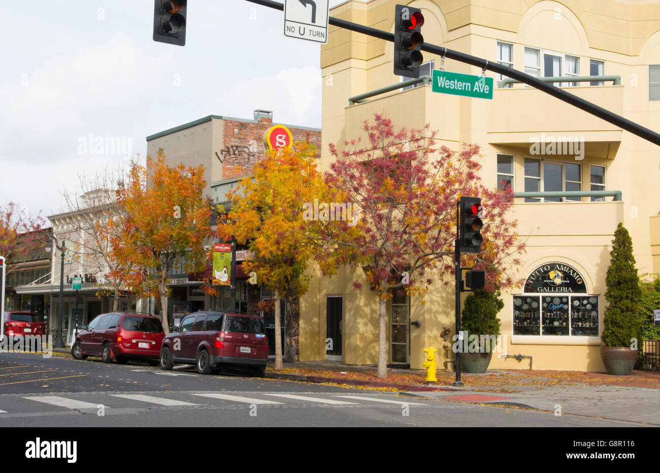 Petaluma California downtown at Petaluma Blvd and Western Ave with ...