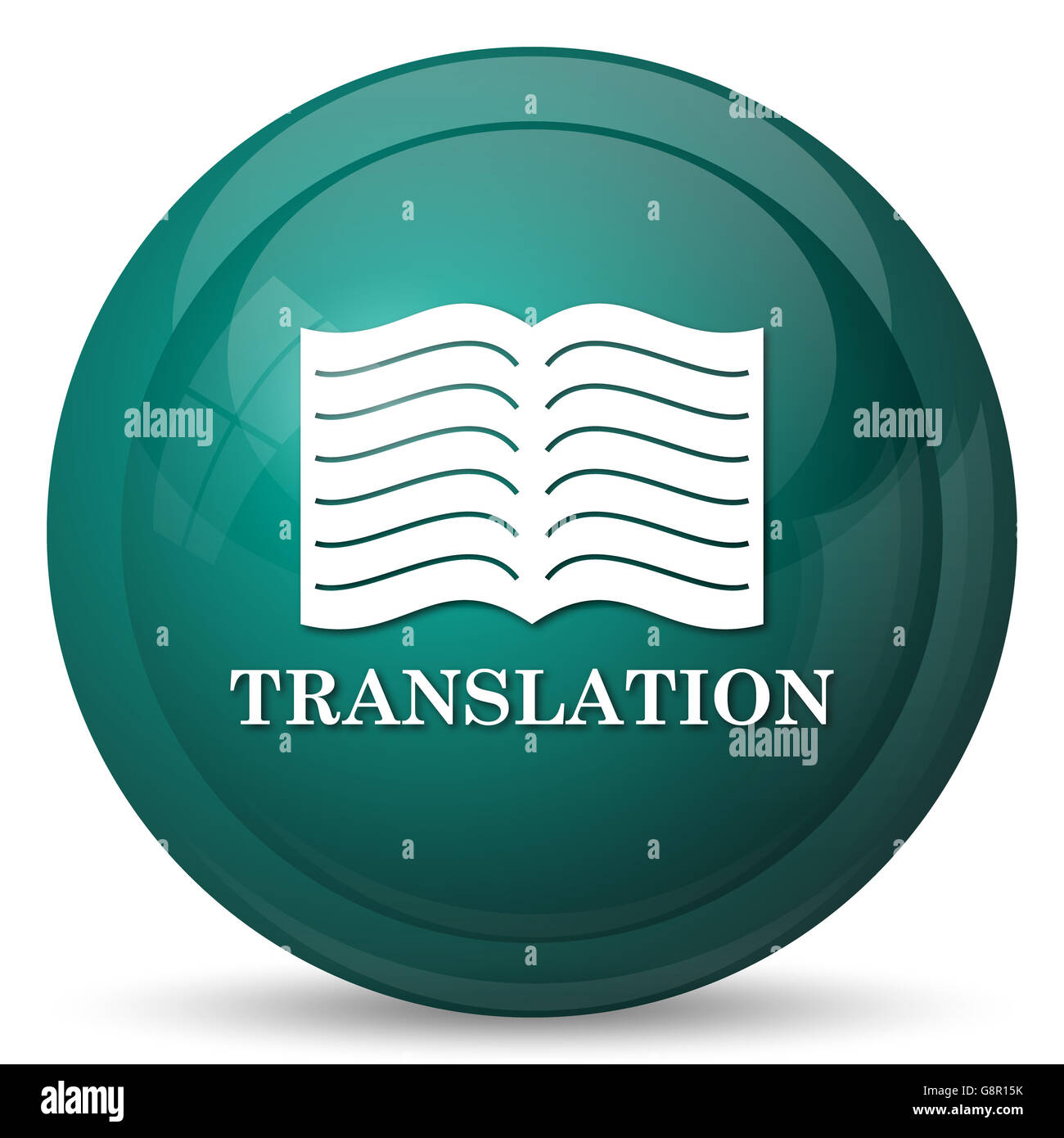 Translation book icon. Internet button on white background Stock Photo ...