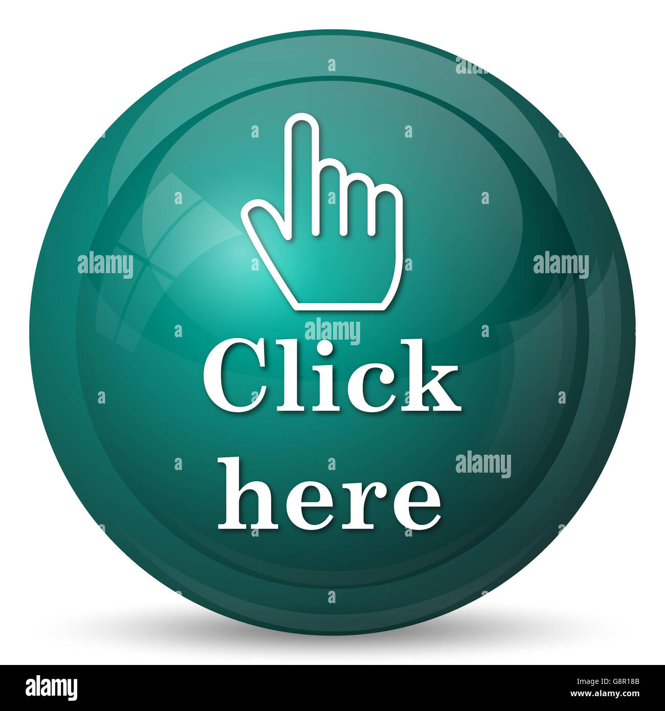 Click here icon. Internet button on white background Stock Photo - Alamy
