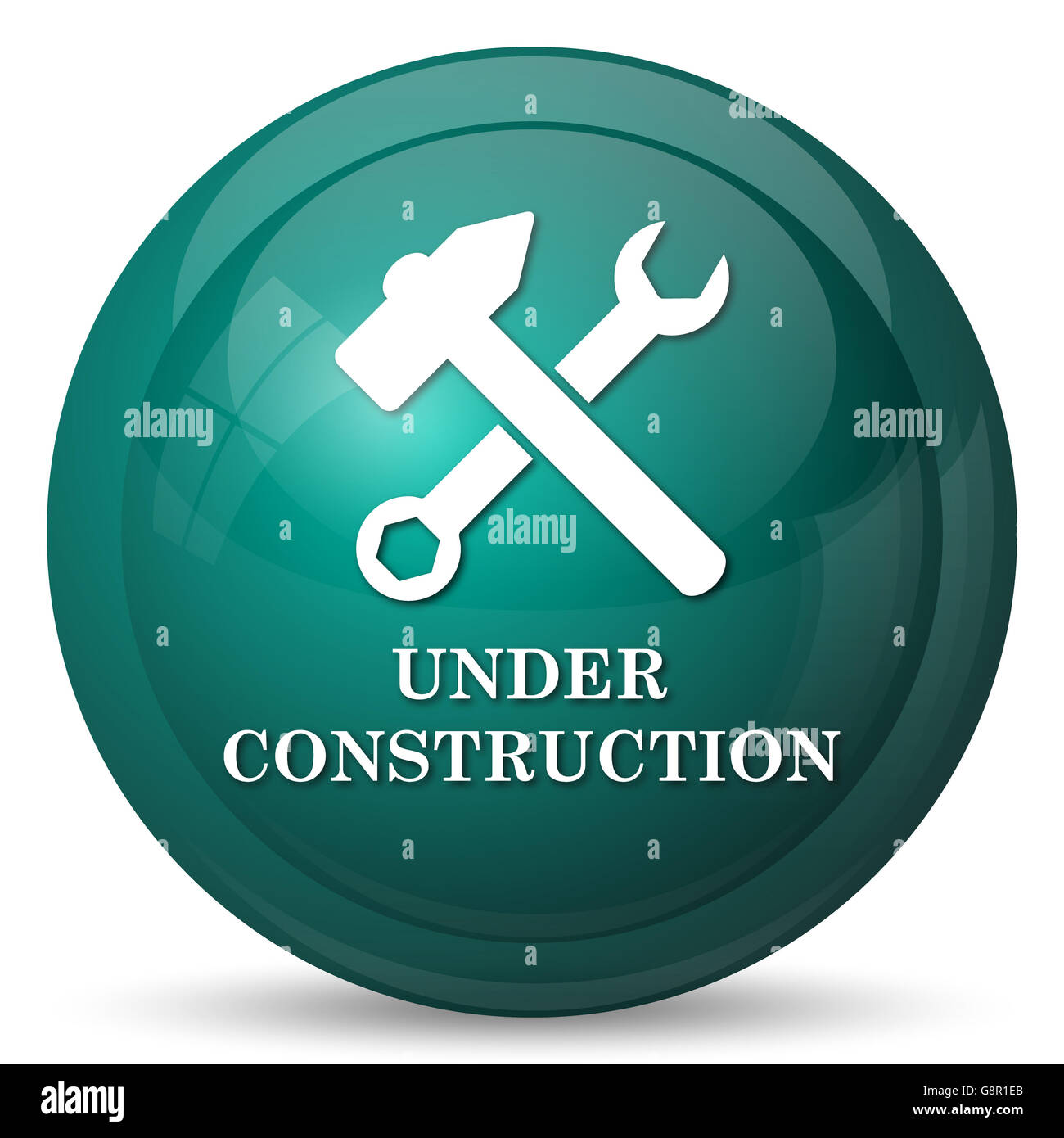 Under construction icon. Internet button on white background Stock ...