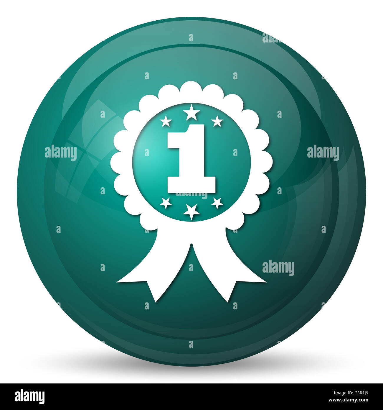 First prize ribbon icon. Internet button on white background Stock ...