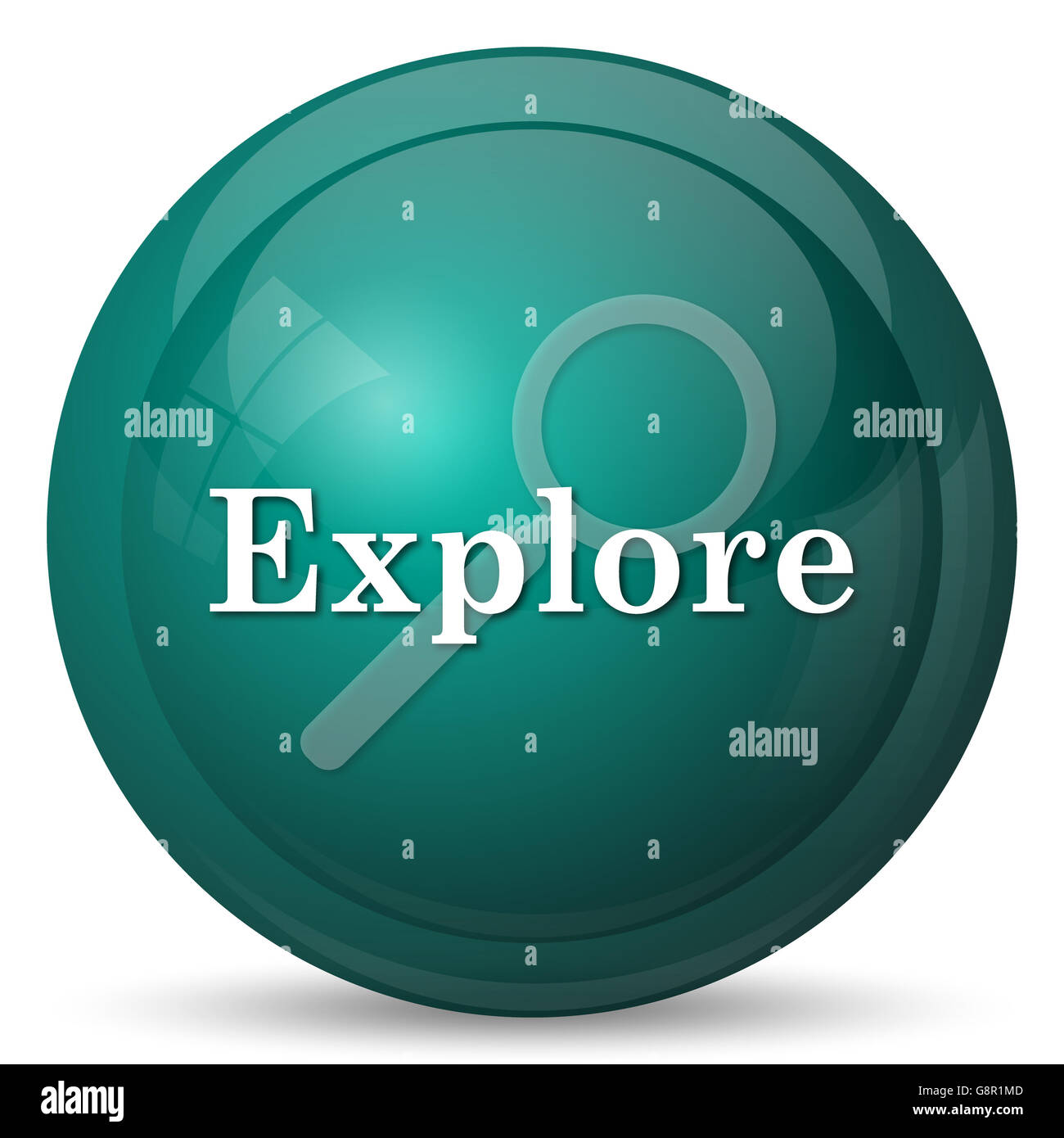 Explore icon. Internet button on white background Stock Photo - Alamy