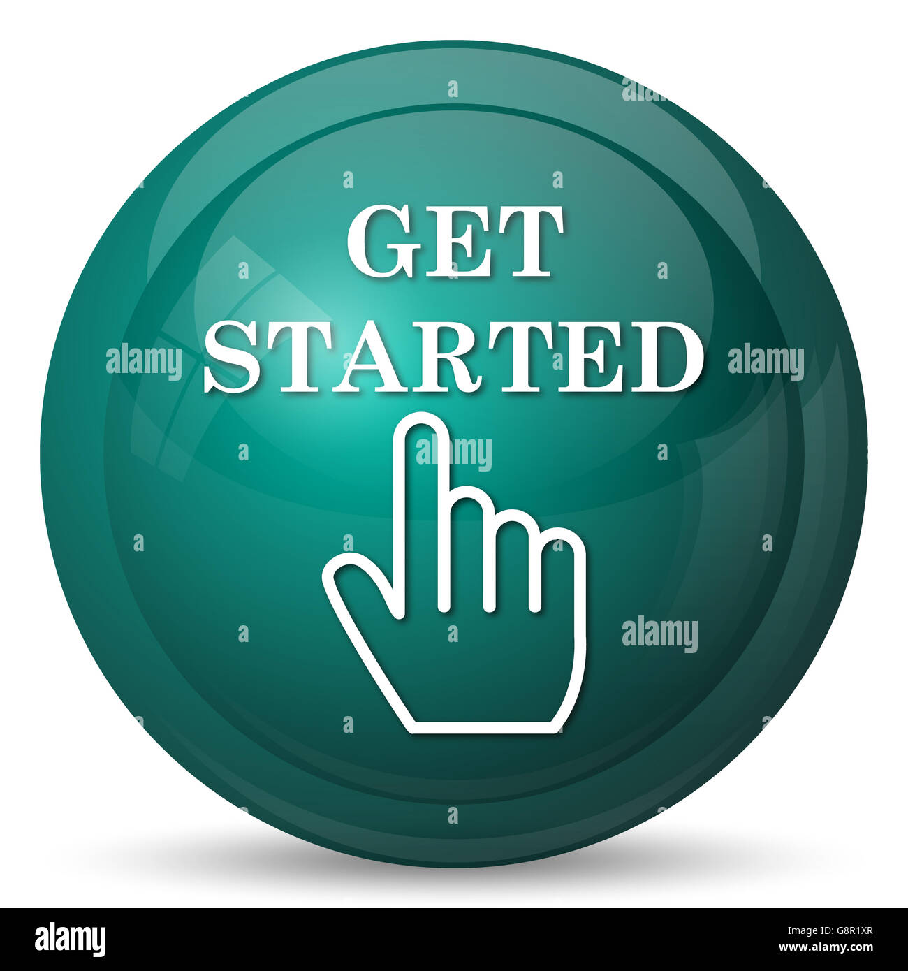 Get started icon. Internet button on white background Stock Photo - Alamy