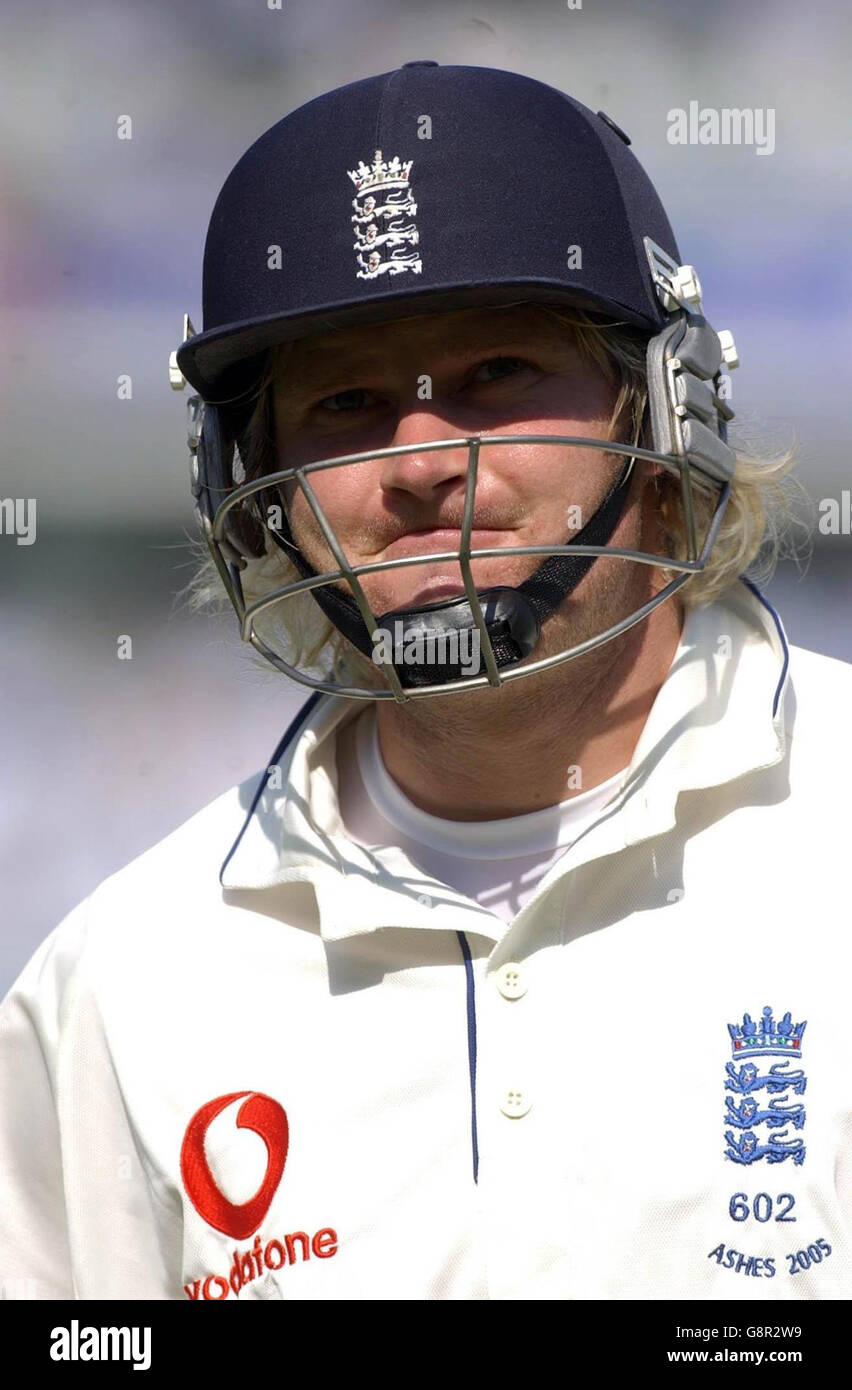 England's Matthew Hoggard heads back to the dressing room after losing ...